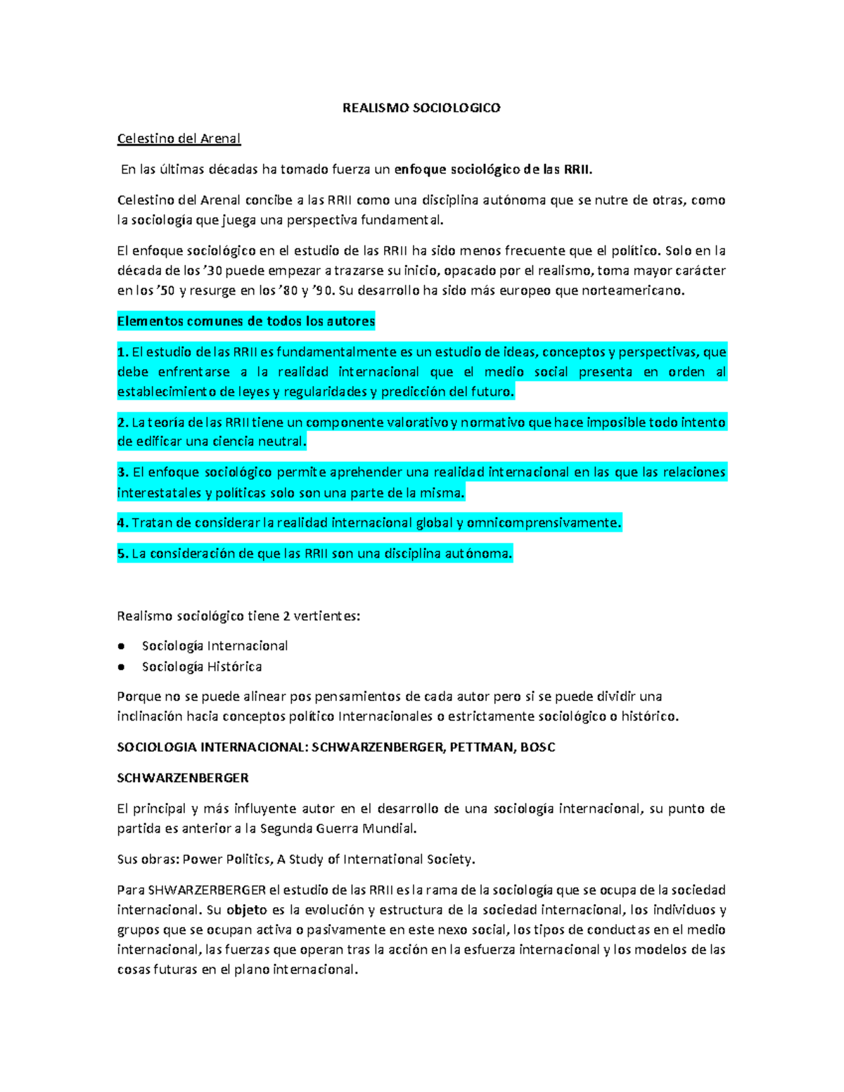 Unidad 5. Teoría de las RRII - REALISMO SOCIOLOGICO Celestino del ...