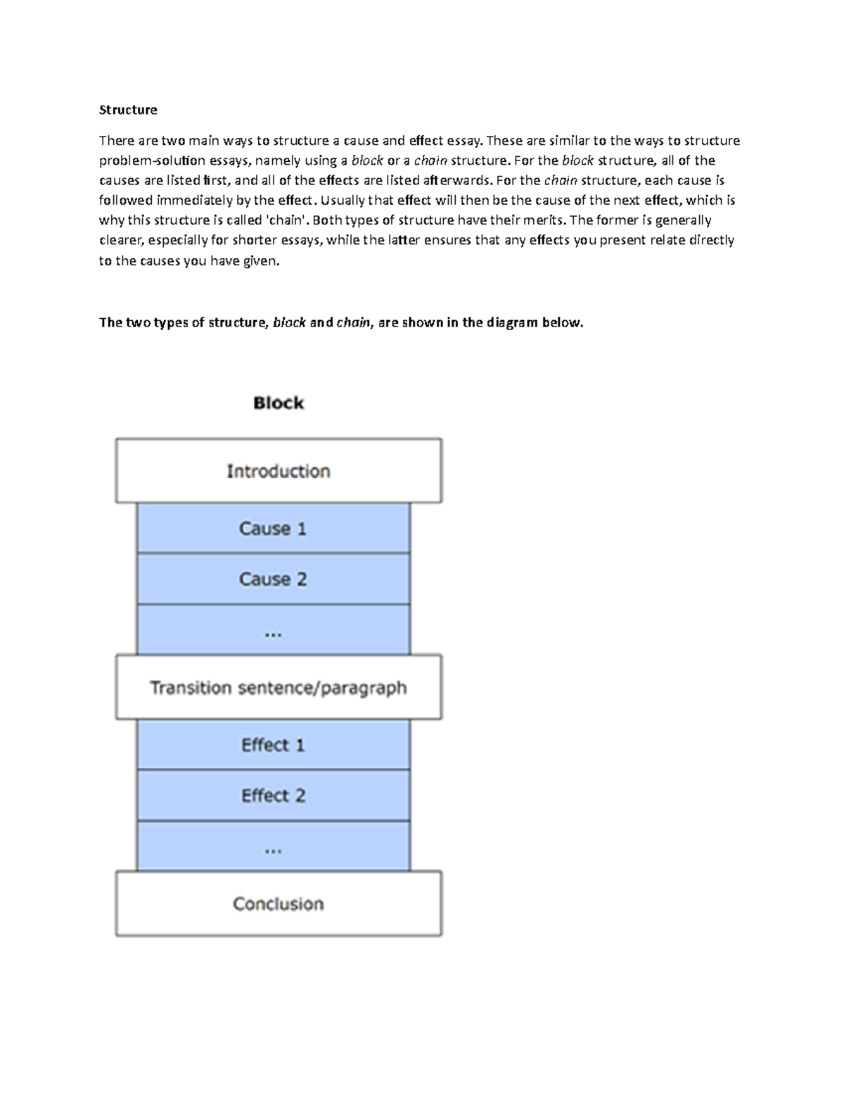 Structure Cause and Effect - Structure There are two main ways to ...