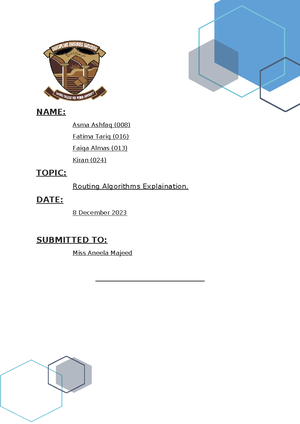 Routing Algorithm - PRESENTATION SCRIPT DEPARTMENT OF COMPUTER SCIENCE ...