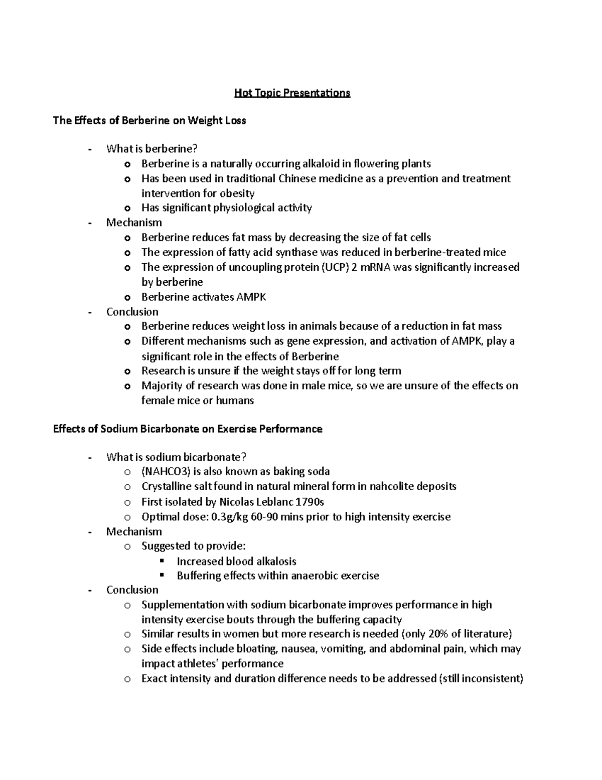 Hot Topic Presentation Summaries - Hot Topic Presentations The Effects ...