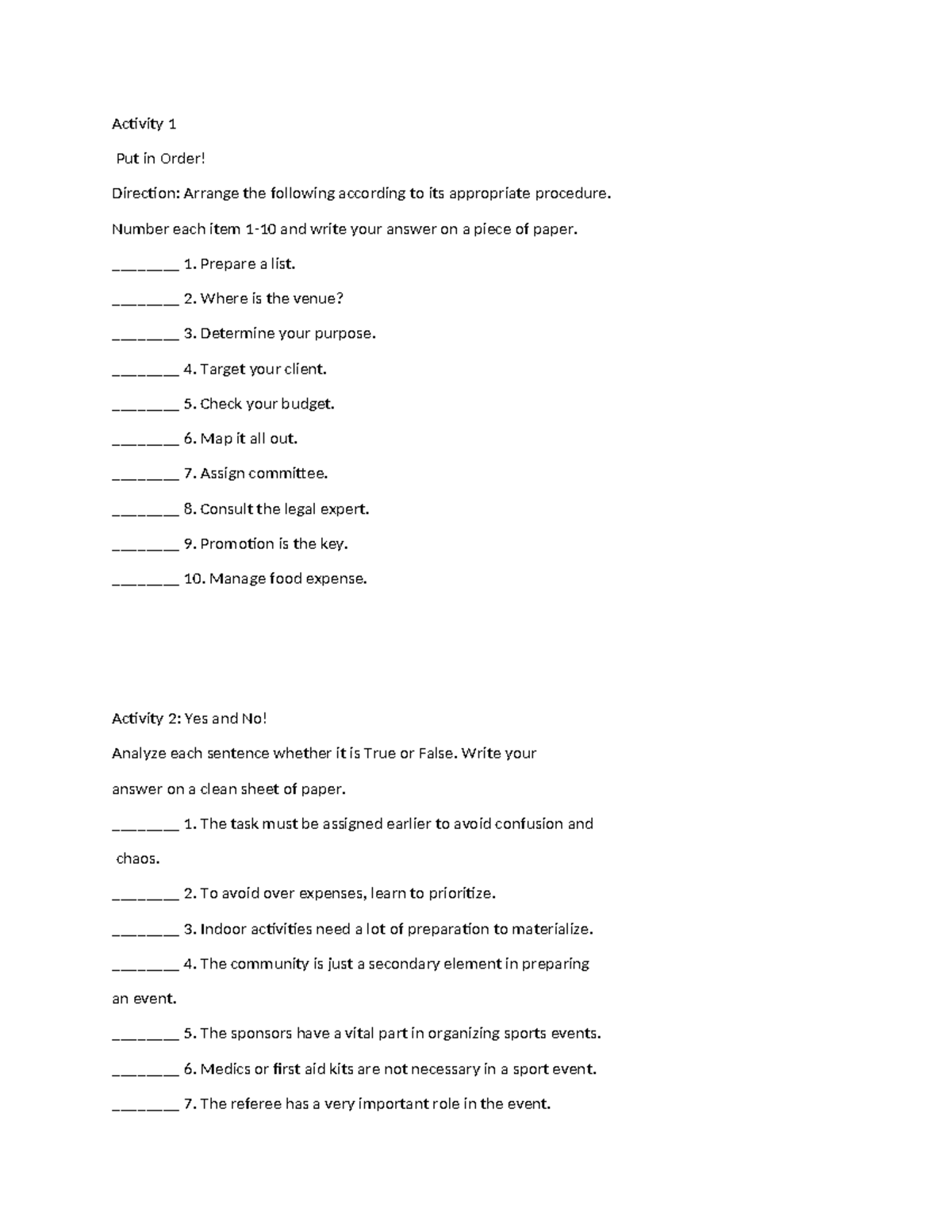 The looking glass self - Activity 1 Put in Order! Direction: Arrange ...