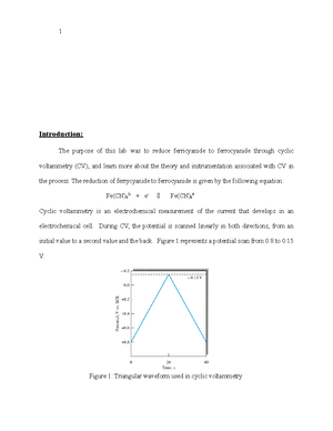 Cyclic Voltammetry of Ferricyanide - 1 Introduction: The purpose of ...