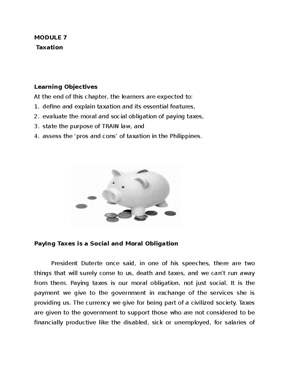 Module 7 Lecture 1 - qwertyuiol,mnbshxehdnejkwdew - MODULE 7 Taxation ...