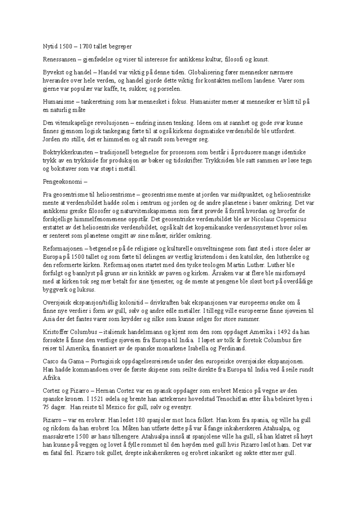 Nytid 1500 begreper - Nytid 1500 – 1700 tallet begreper Renessansen ...
