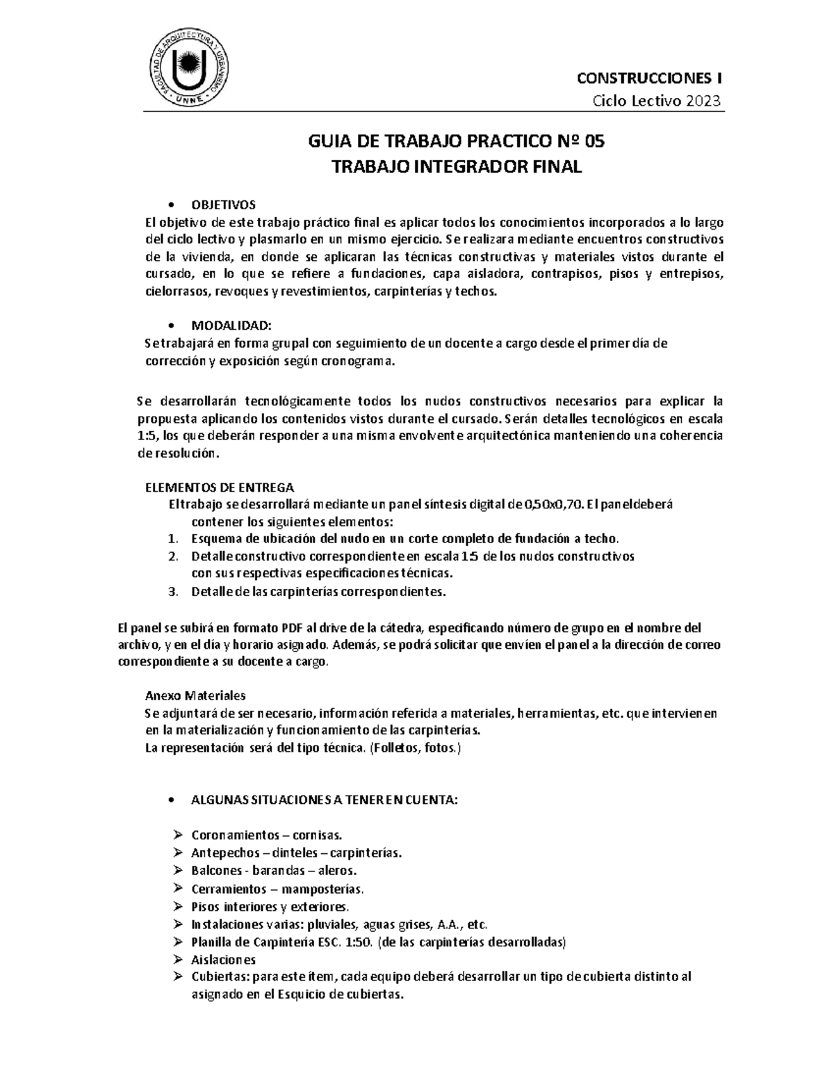 GUIA Trabajo Integrador Final 23 - Ciclo Lectivo 2023 GUIA DE TRABAJO ...