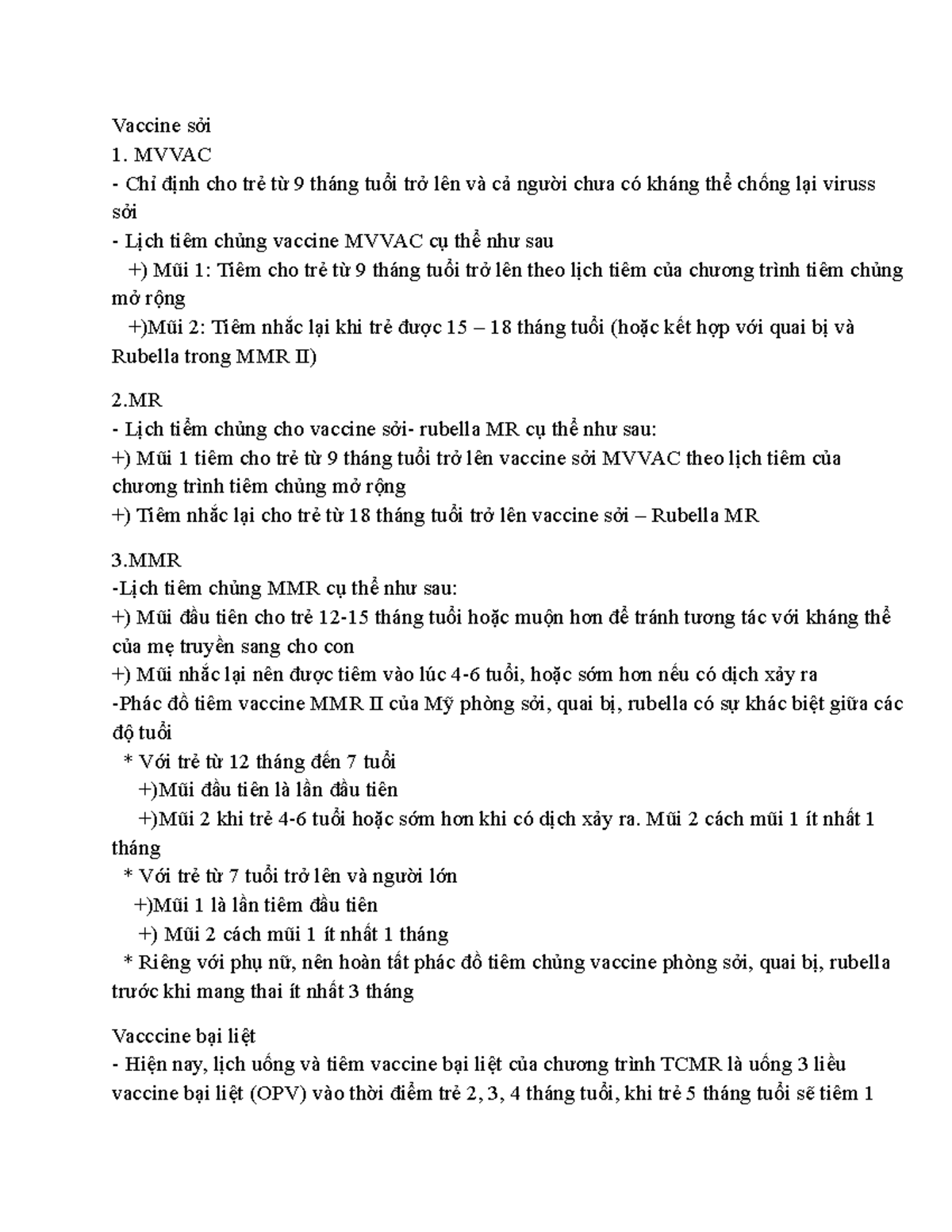 Câu 2 sem 1 s2 - KST - Vaccine sởi MVVAC Chỉ định cho trẻ từ 9 tháng ...