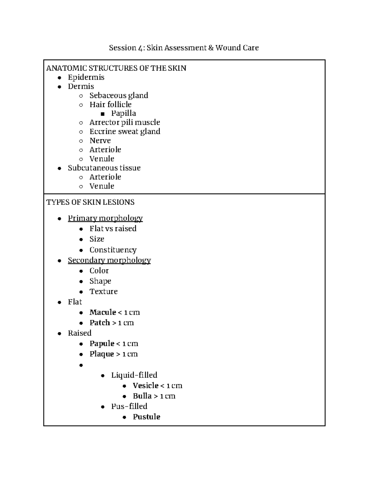 Session 4 Skin Assessment & Wound Care - Session 4: Skin Assessment ...