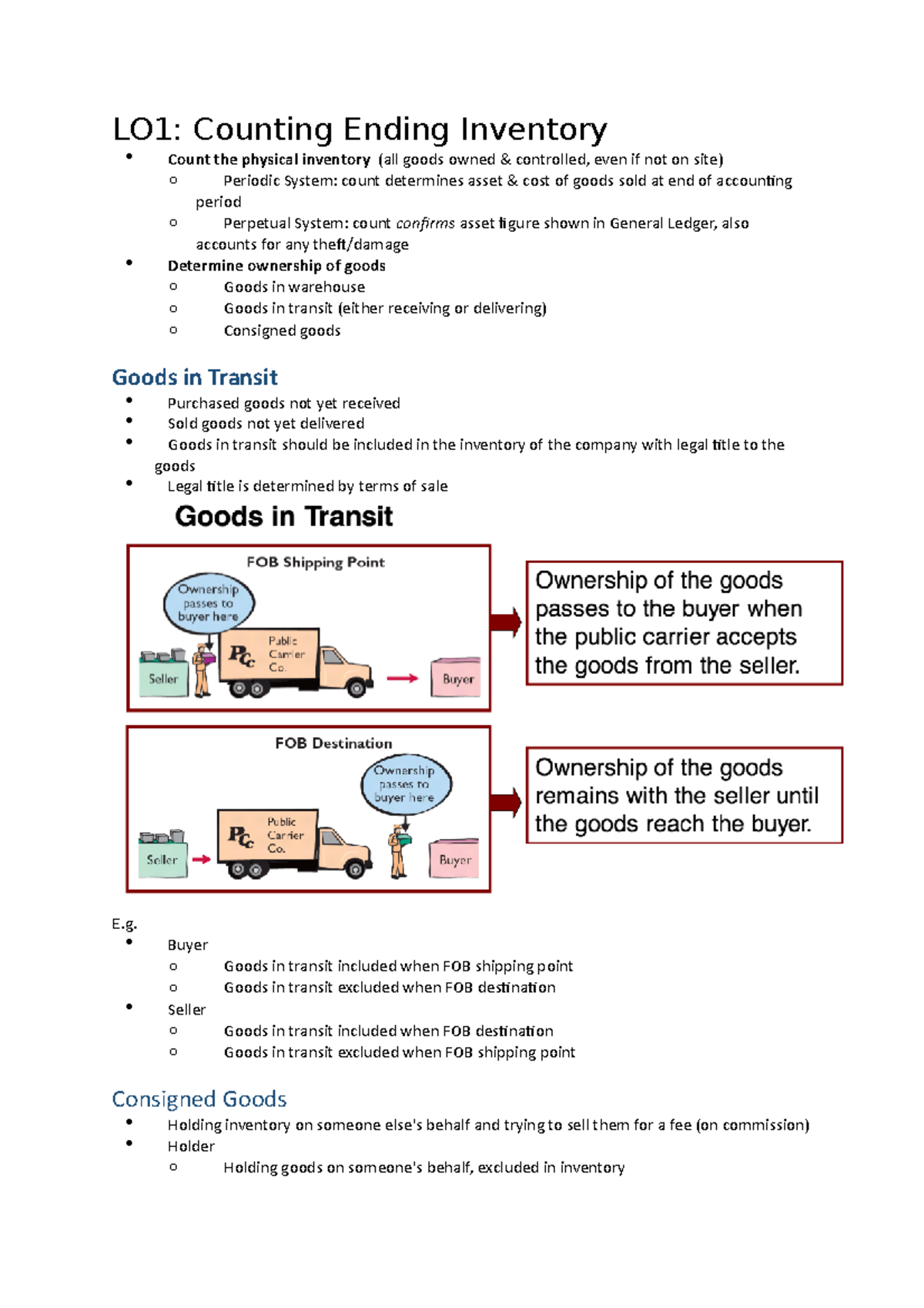 6. Inventories - Lecture notes 6 - LO1: Counting Ending Inventory Count ...