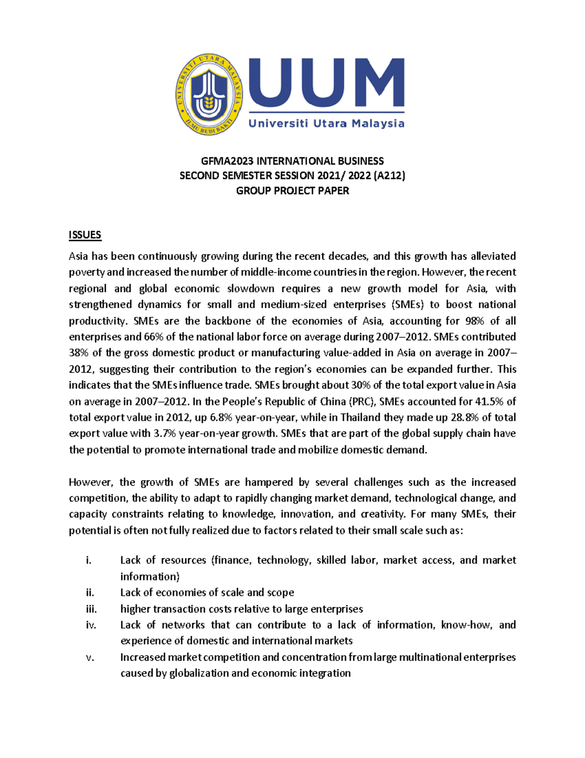 Group Project Paper - Updated Version - GFMA2023 INTERNATIONAL BUSINESS ...