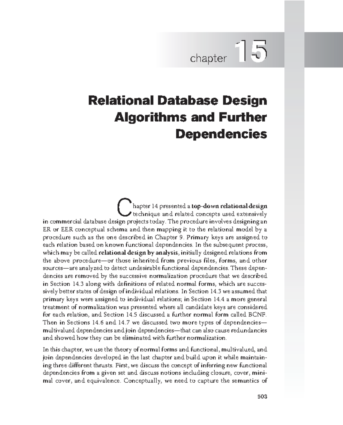 Chapter 15 Design Algorithms and Further Dependencies - chapter 15 Relational Database Design ...
