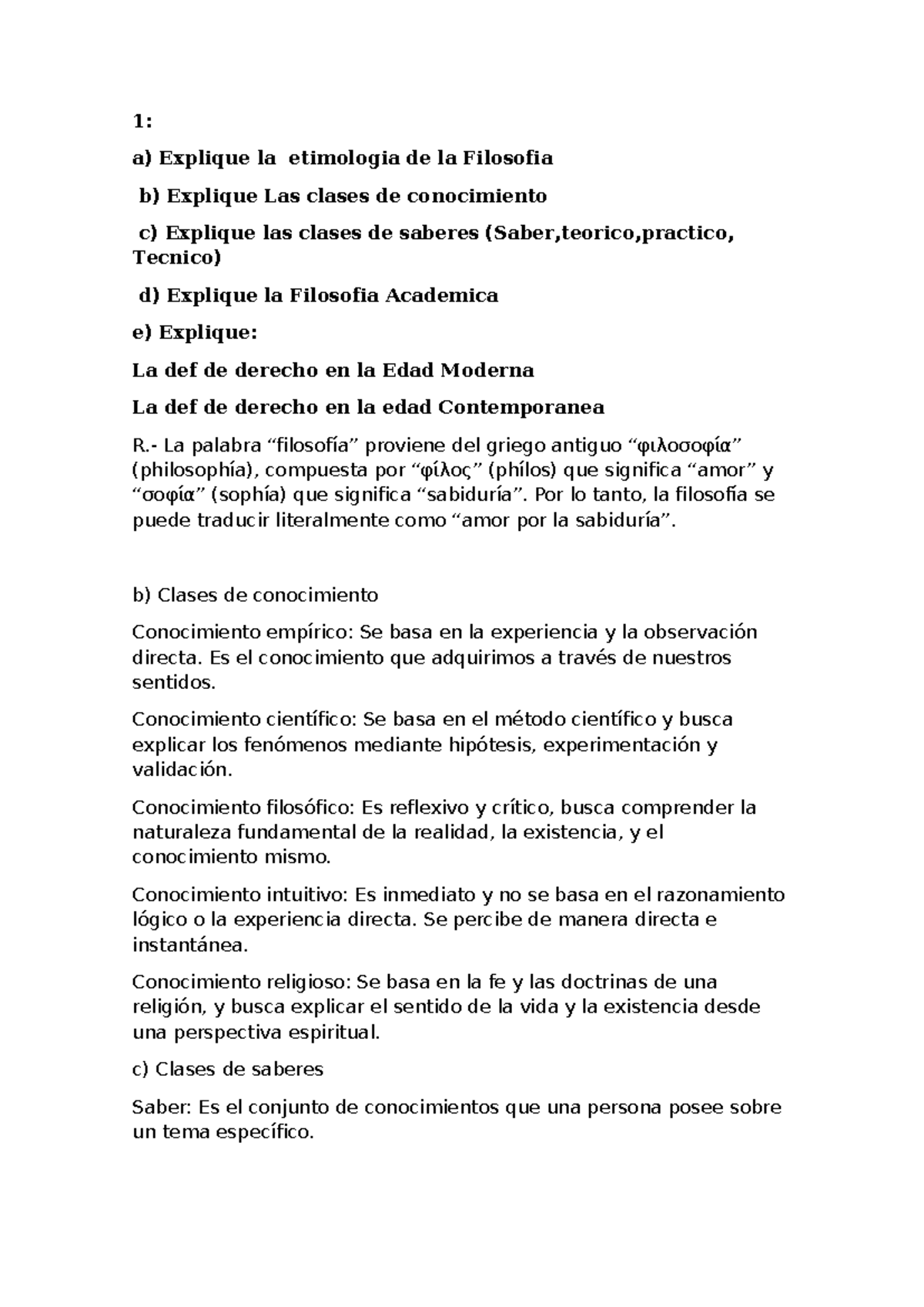 Filosofia 33 preg - Temas de fiosofia - 𝟏: 𝐚 ) 𝐄𝐱𝐩𝐥𝐢𝐪𝐮𝐞 𝐥𝐚 𝐞𝐭𝐢𝐦𝐨𝐥𝐨𝐠𝐢𝐚 𝐝𝐞 𝐥𝐚 𝐅𝐢𝐥𝐨𝐬𝐨𝐟𝐢𝐚 𝐛 ...