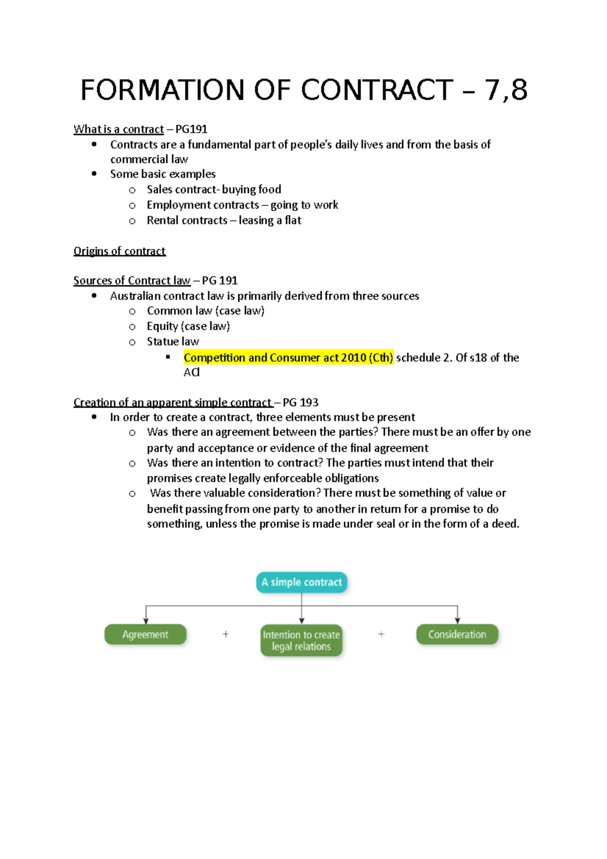 Formation OF Contract – 7,8 Summaries - FORMATION OF CONTRACT – 7, What ...