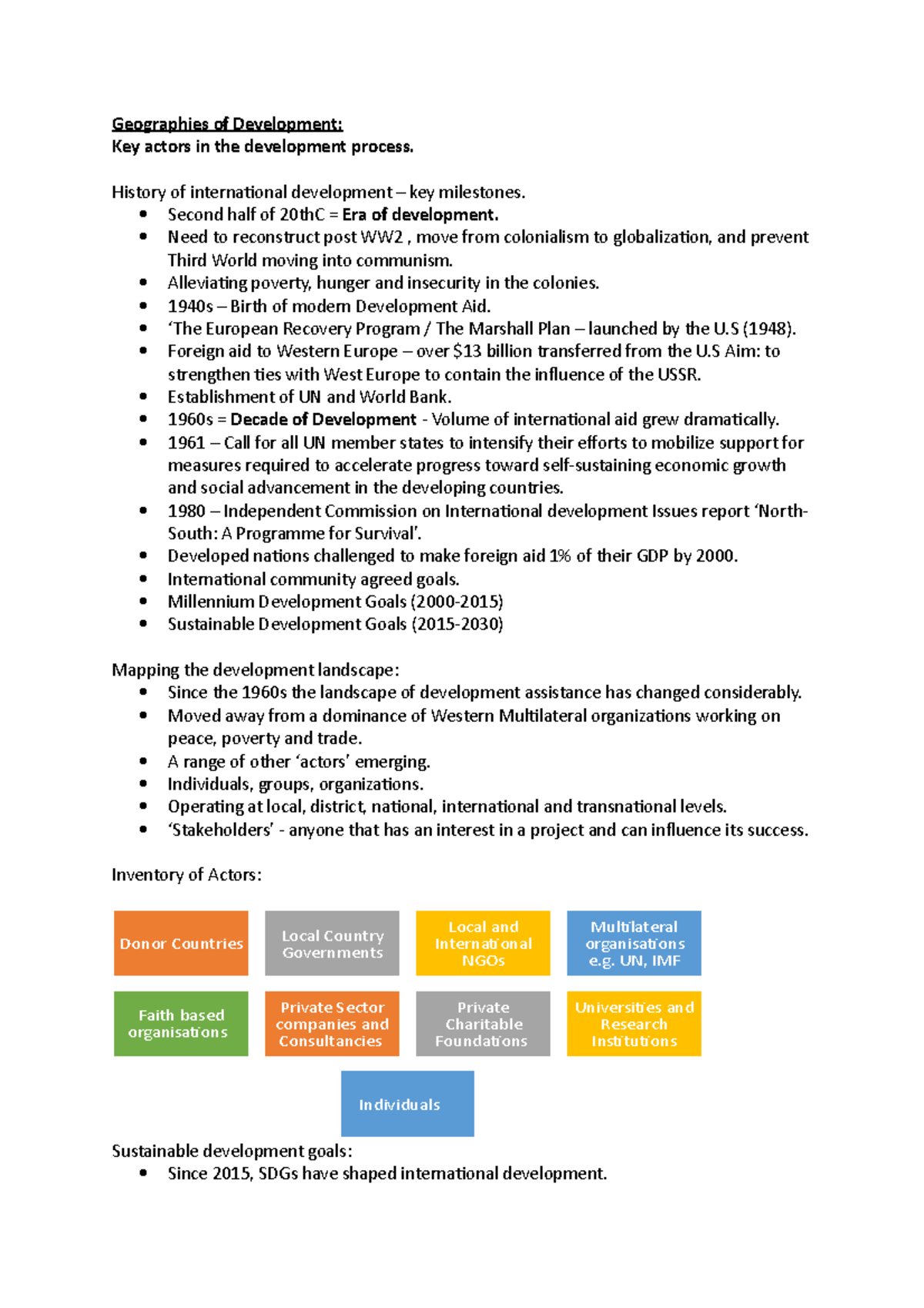 Geo of Dev L8 - Lecture notes 8 - Geographies of Development: Key ...
