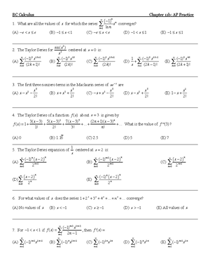 Calculus 2 Quiz 4 Review - 5/-neovemsonseqnencesex)limnn-ooen-= ÷ ...