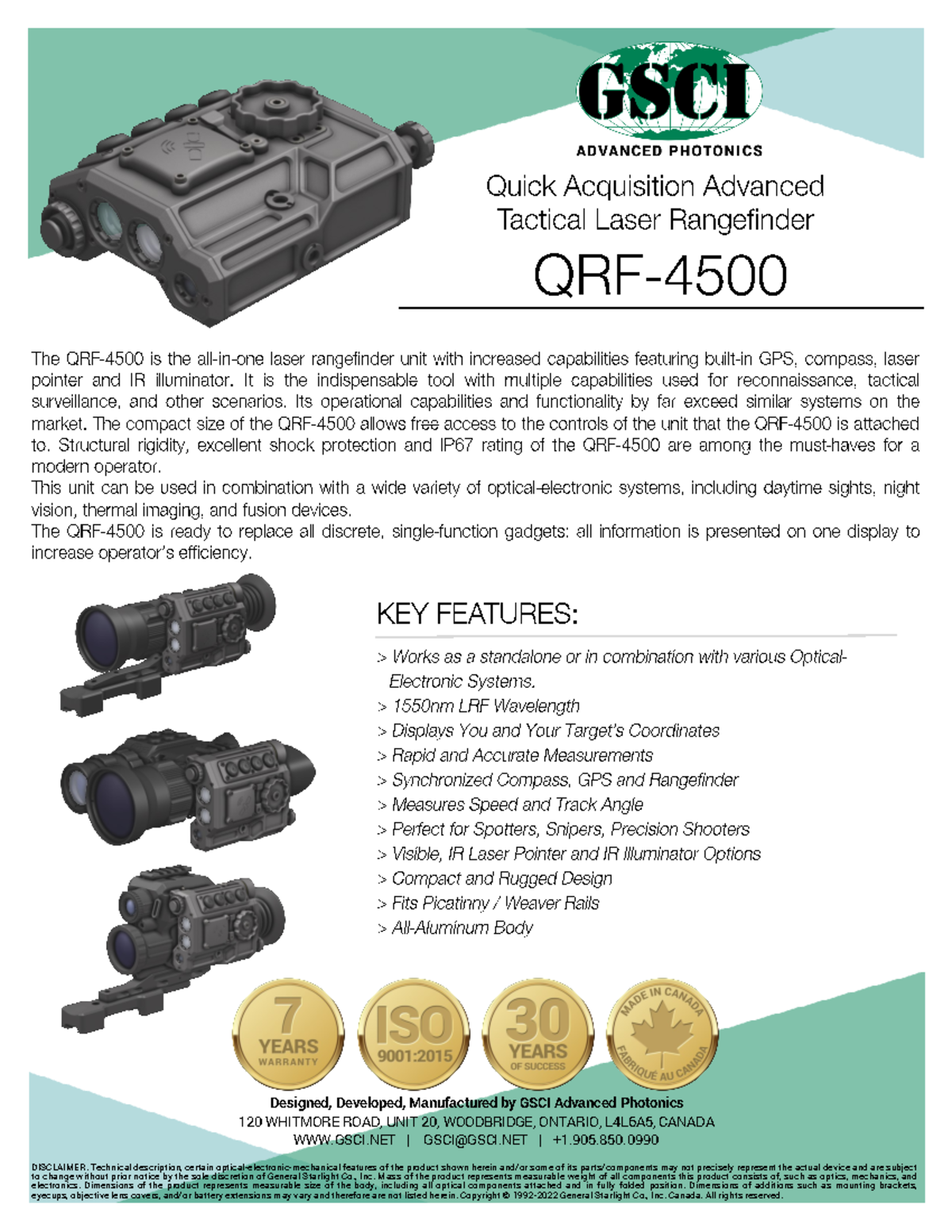 QRF-4500 Multi-Functional Advanced Laser Rangefinder - Designed, Developed, Manufactured by GSCI ...