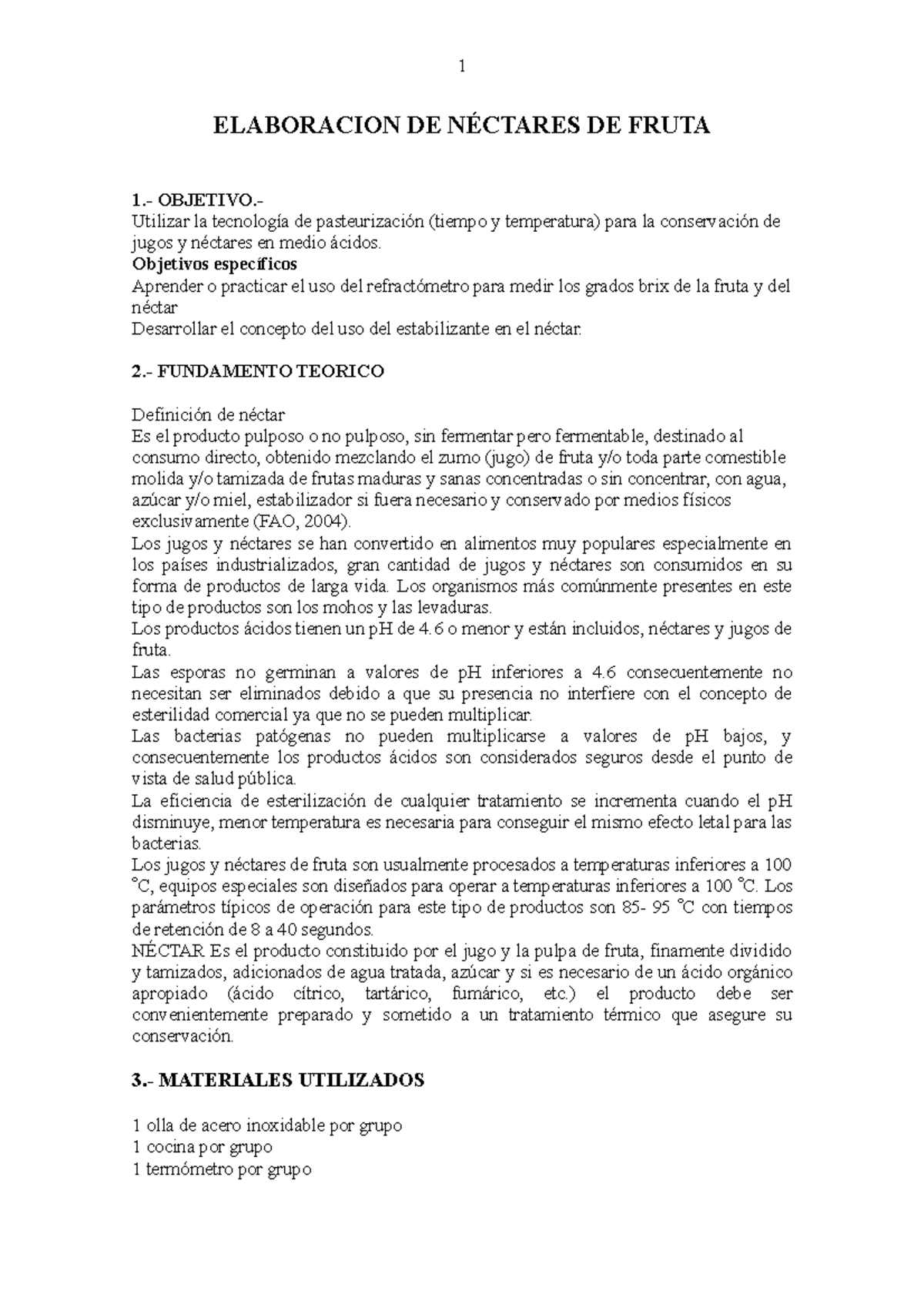Ajipa - completo - 1 ELABORACION DE NÉCTARES DE FRUTA 1.- OBJETIVO ...