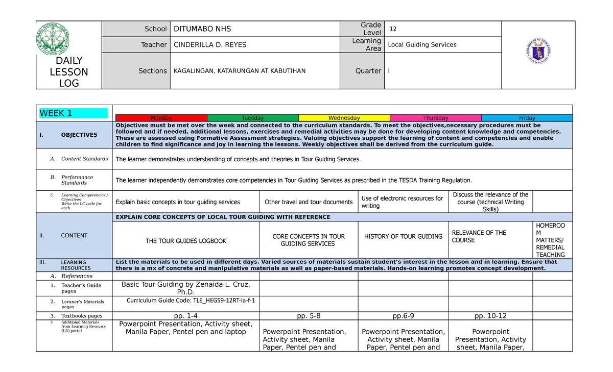 DLL-WEEK1 - DLL serves as your point of reference in making your own ...