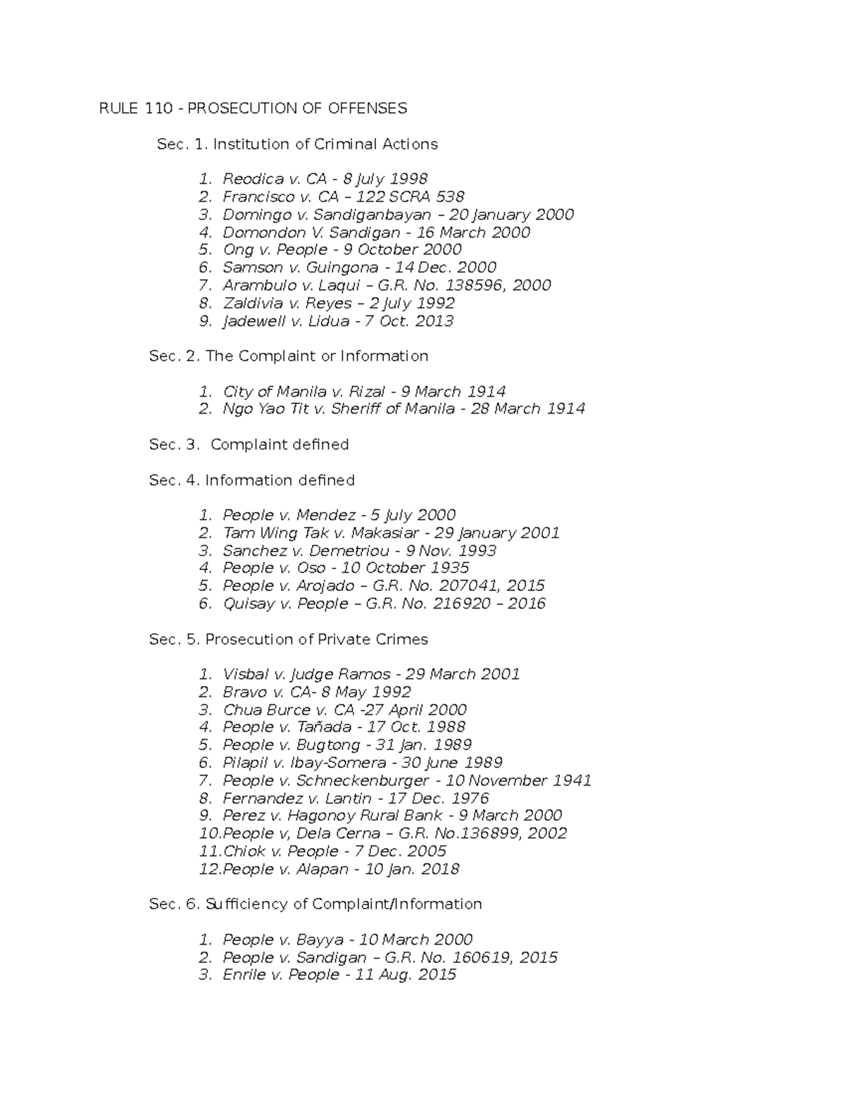 Module 2 Rule 110 Prosecution Of Offenses M2 Rule 110