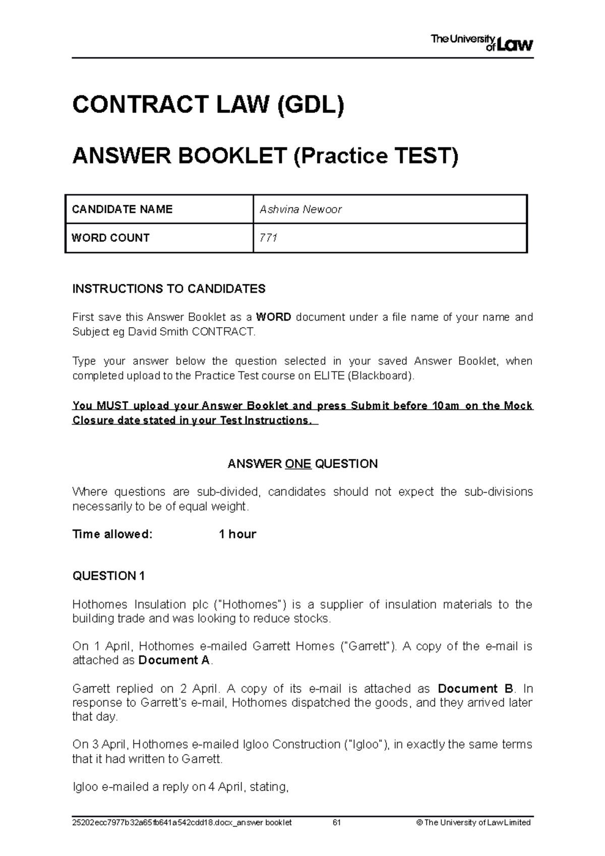 contract Law mock - Studocu