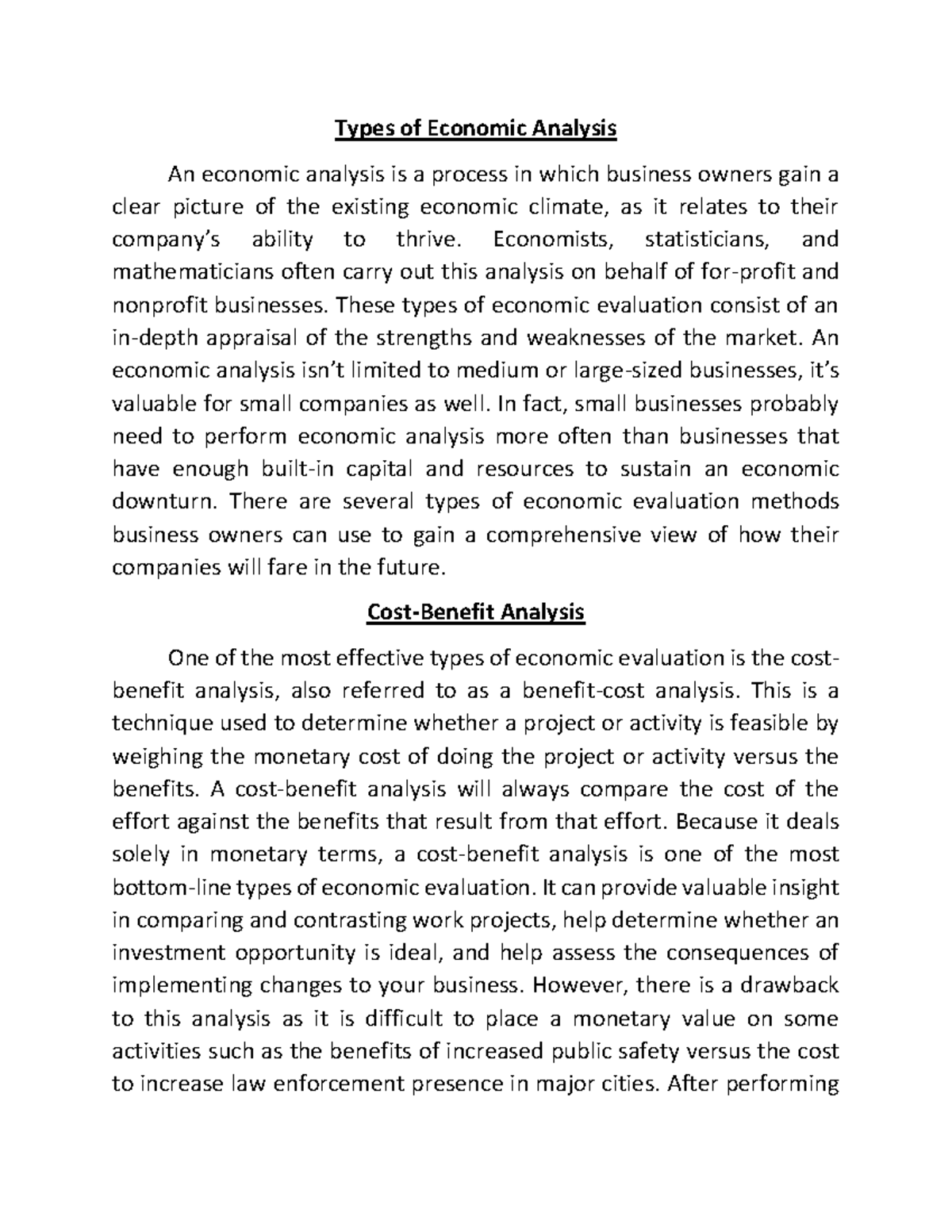 Types of Economic Analysis - Economists, statisticians, and ...