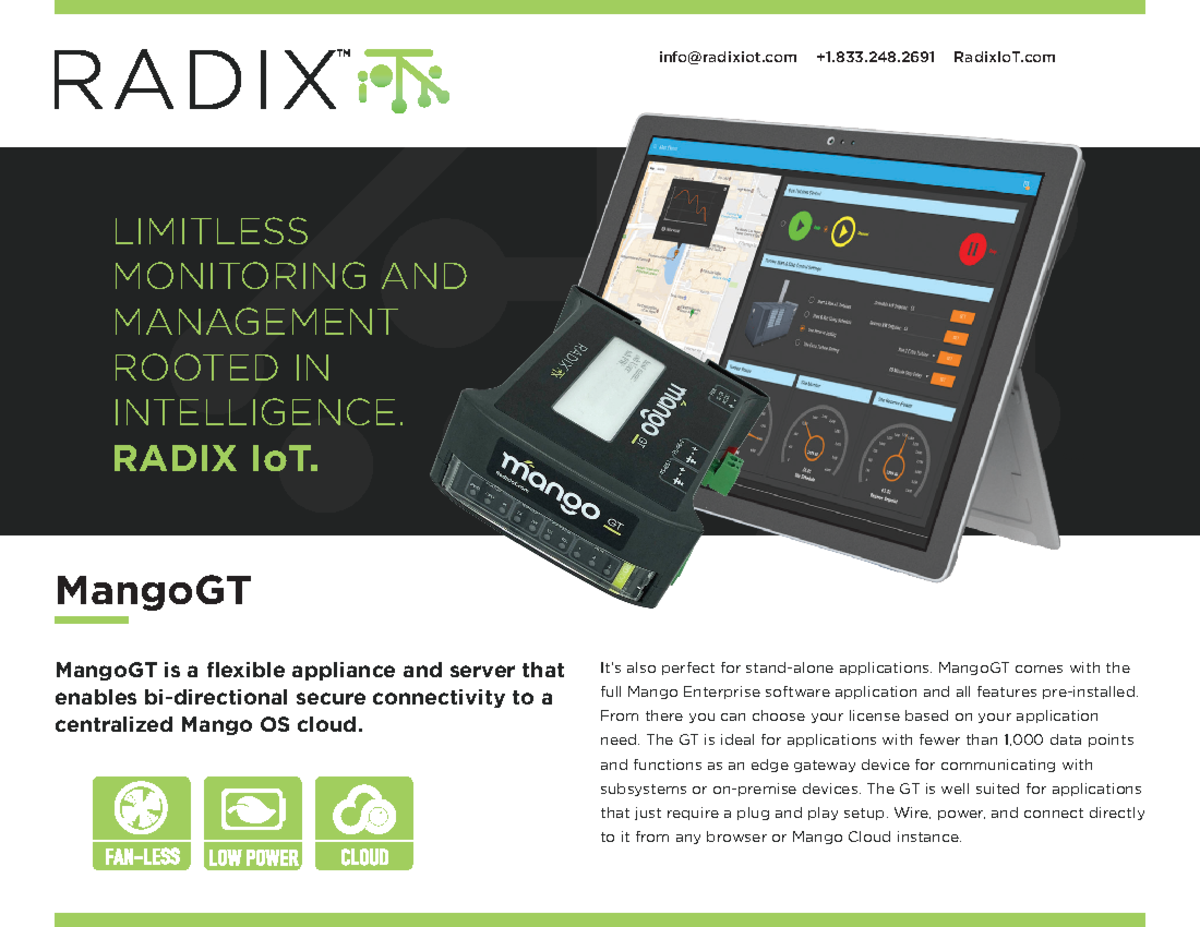 Radix Io T Datasheet Mango GT - LIMITLESS MONITORING AND MANAGEMENT ROOTED IN INTELLIGENCE ...