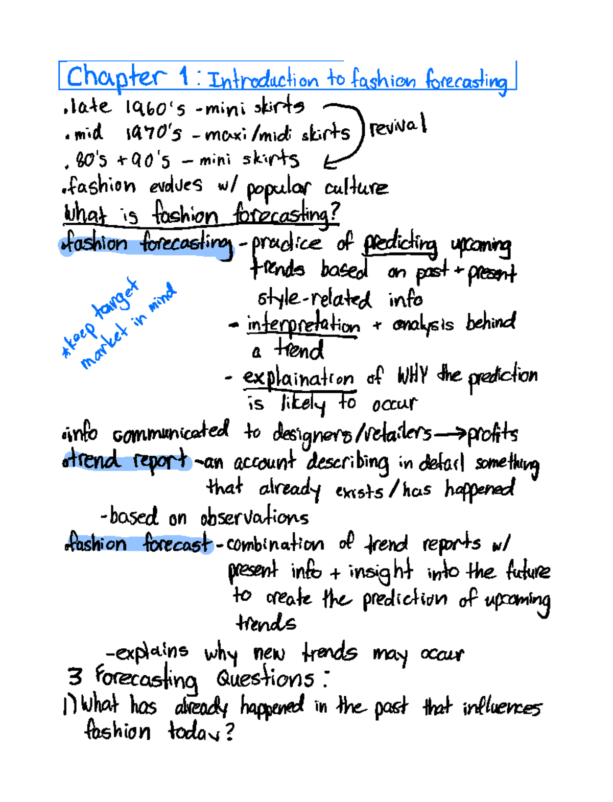 Chapter 1 + 2 Notes - Chapter 1 Introduction to fashion forecasting o ...