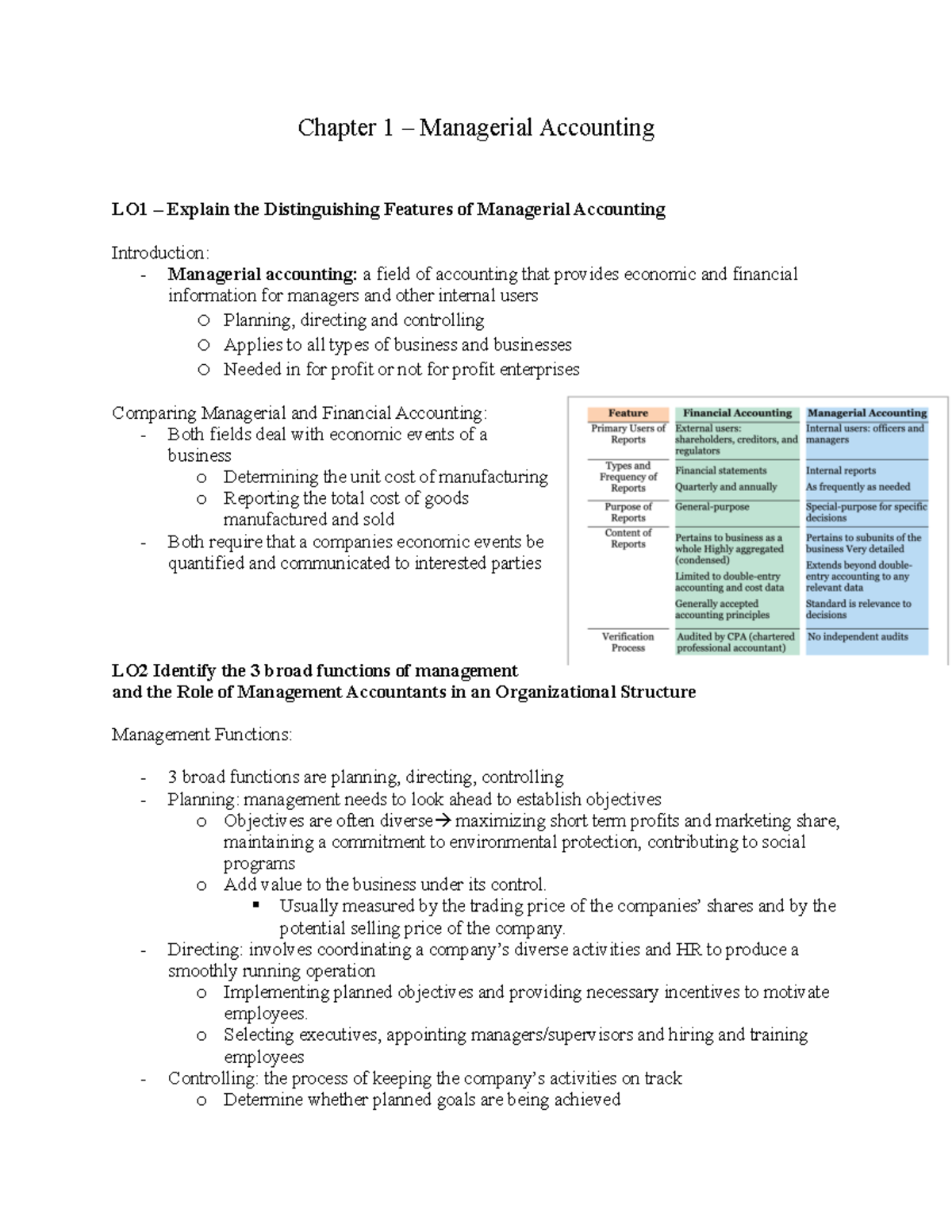 Chapter 1 - Mangerial Accounting - Chapter 1 – Managerial Accounting ...