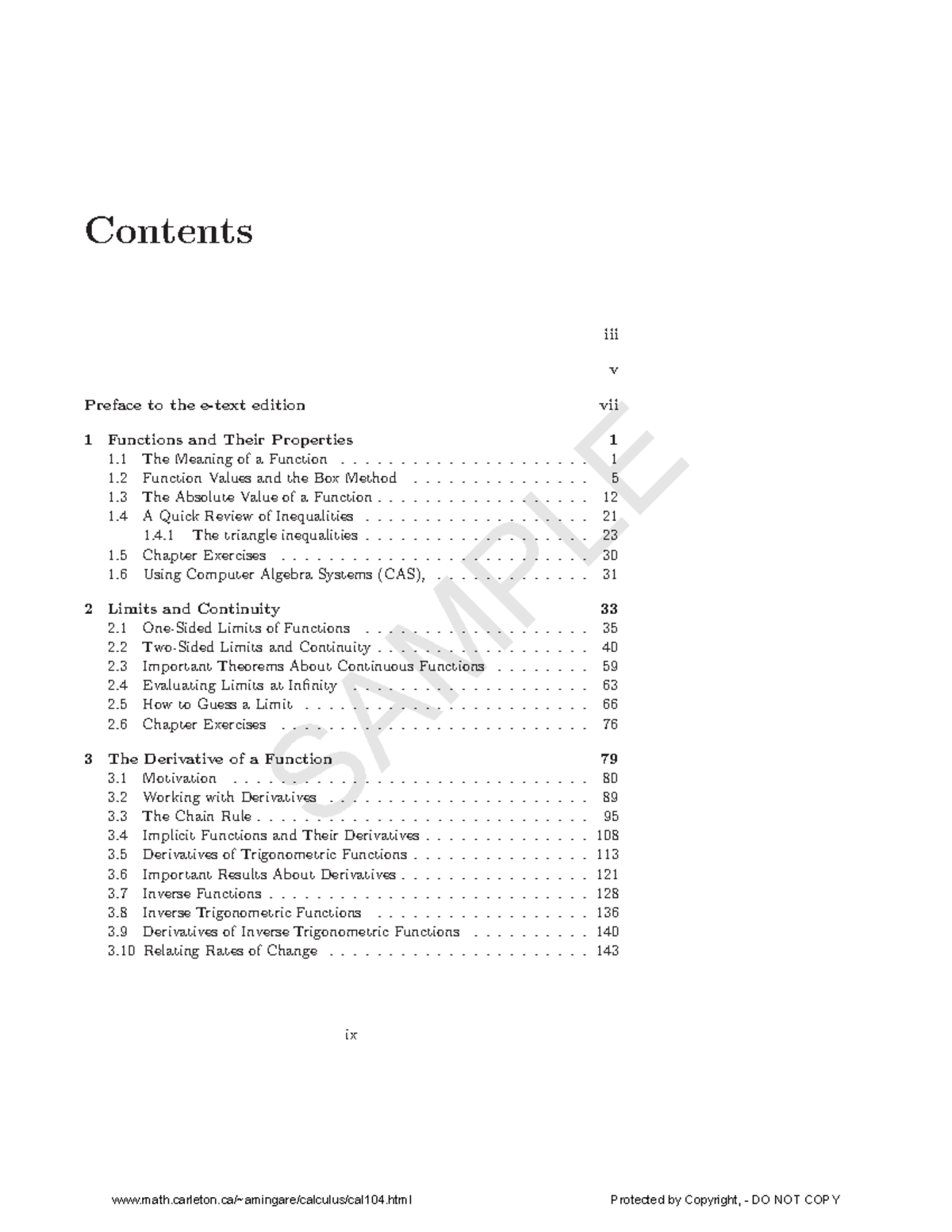 Calculus Textbook for Engineers and Physicists - Contents iii v ix xv 1 ...