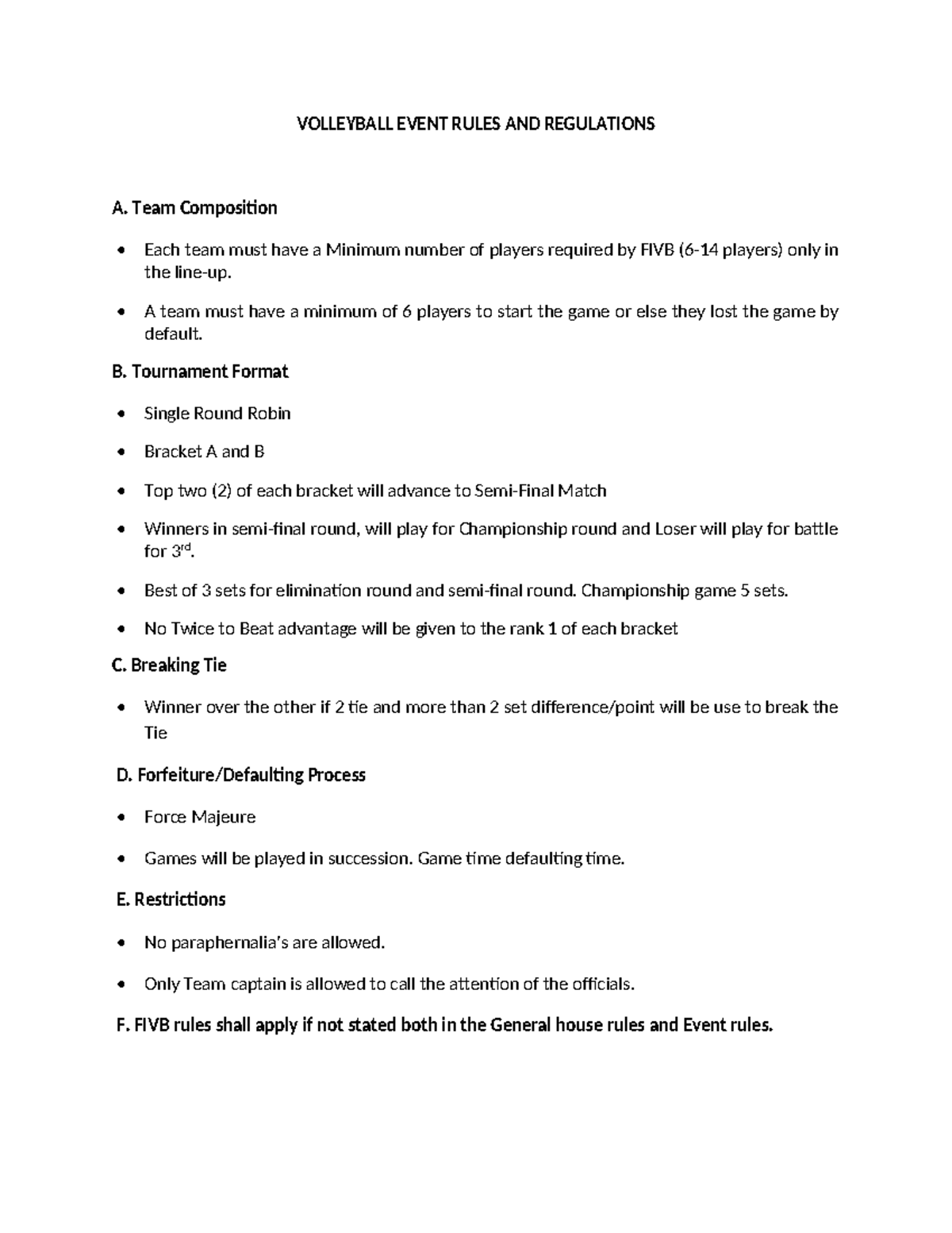 Volleyball Event Rulesupdated 3 26 - VOLLEYBALL EVENT RULES AND ...