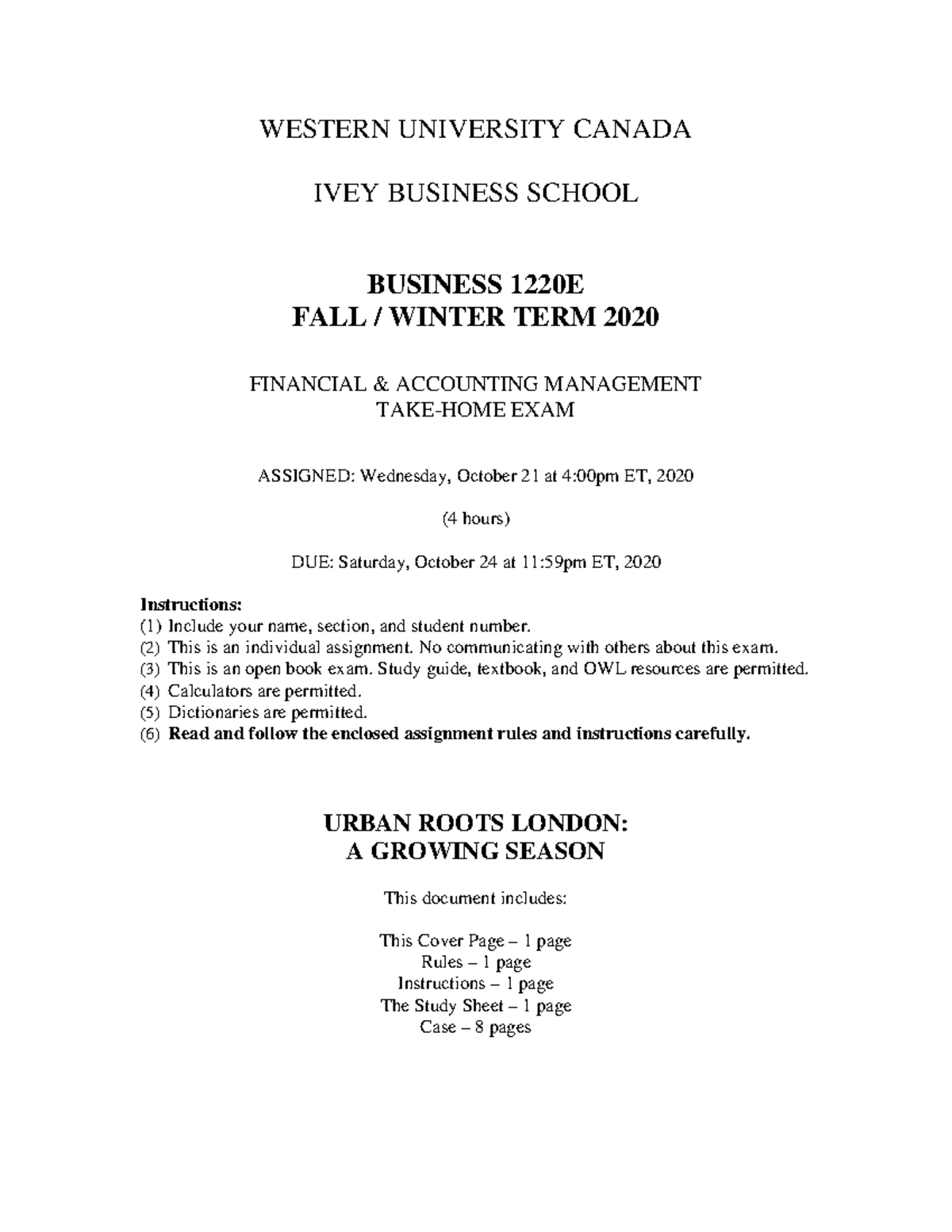 Business Mid Term Assignment - WESTERN UNIVERSITY CANADA IVEY BUSINESS ...