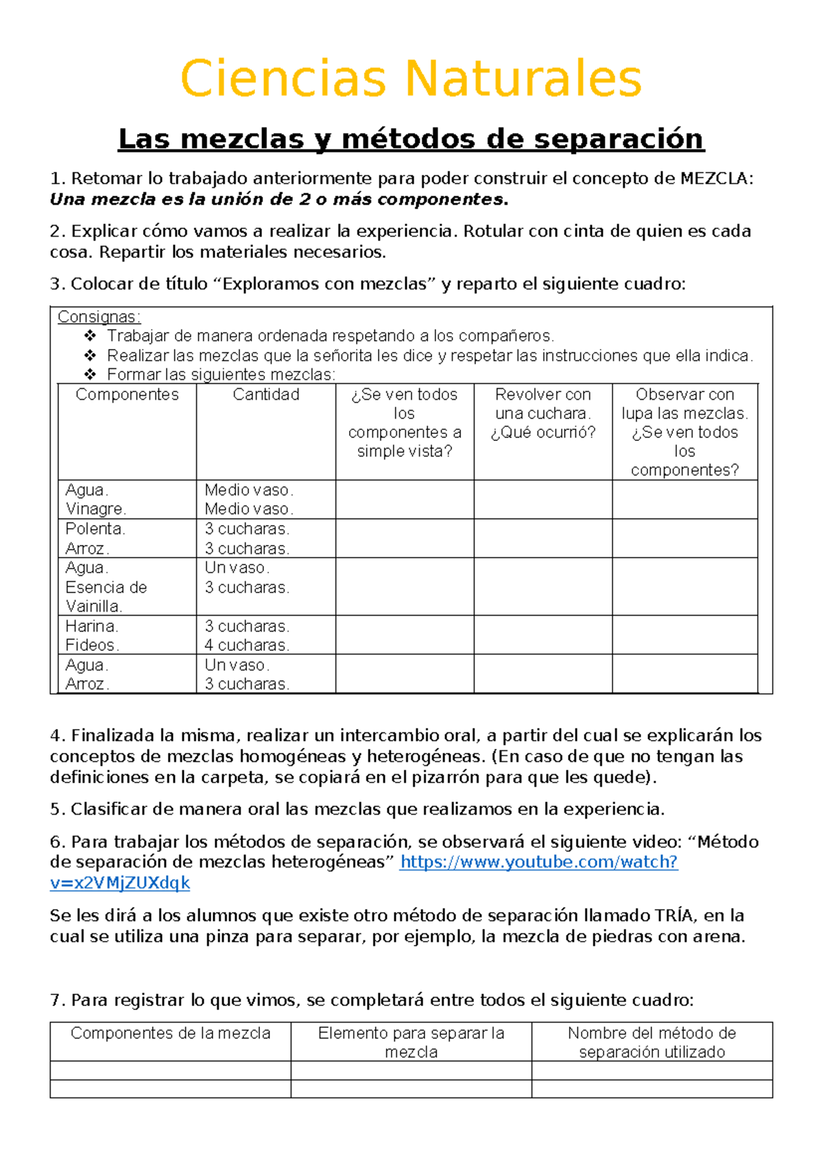 Ciencias Naturales - Secuencia didáctica sobre las mezclas para tercer grado - Ciencias ...