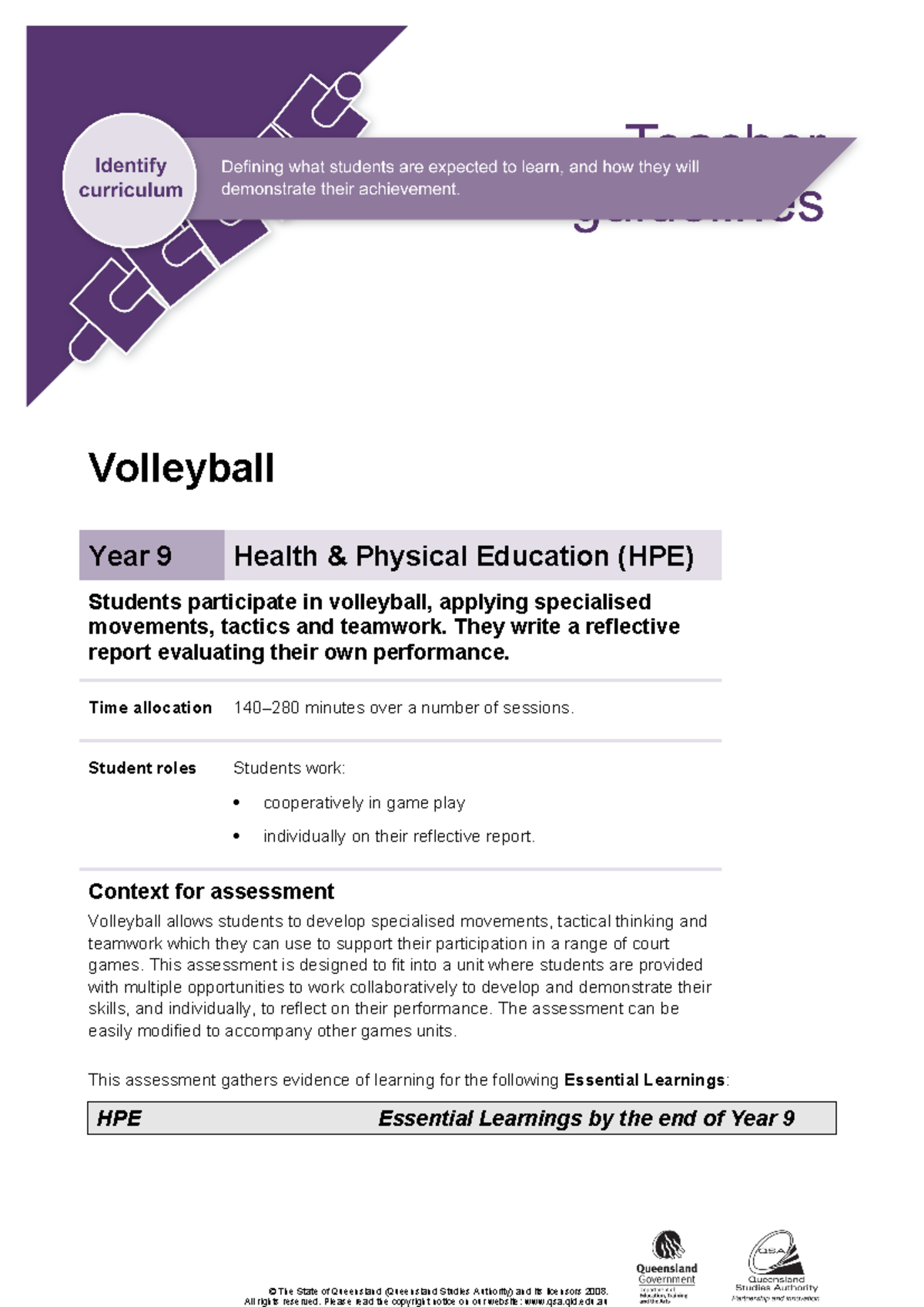 Els sa volleyball guide - Volleyball Year 9 Health & Physical Education ...
