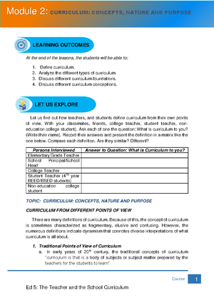 Ed.6 lesson 3 - Module 1: The School as an Agent of Change| 1 Lesson 3 ...