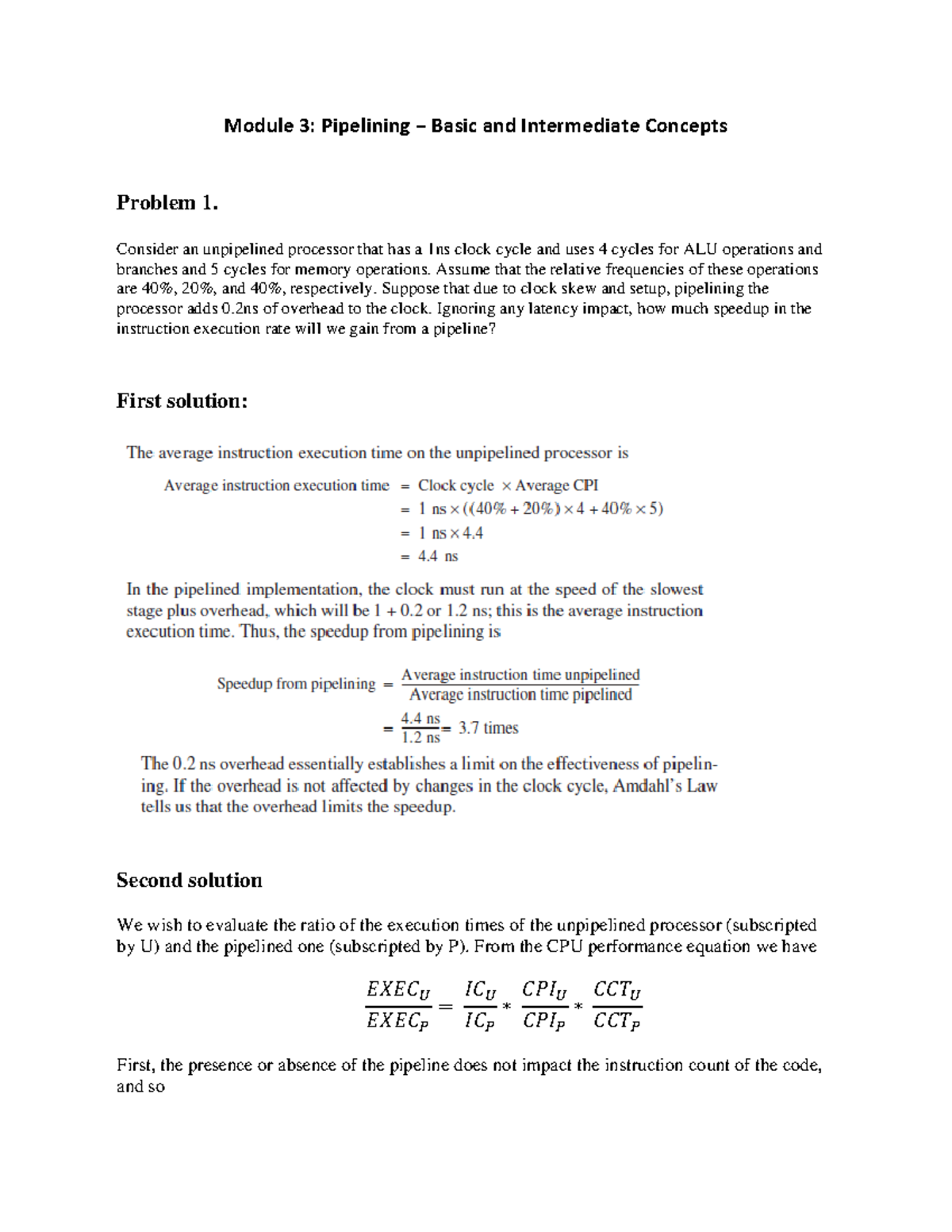 Module 3 self check solutions rev 7 - Module 3: Pipelining − Basic and Intermediate Concepts ...