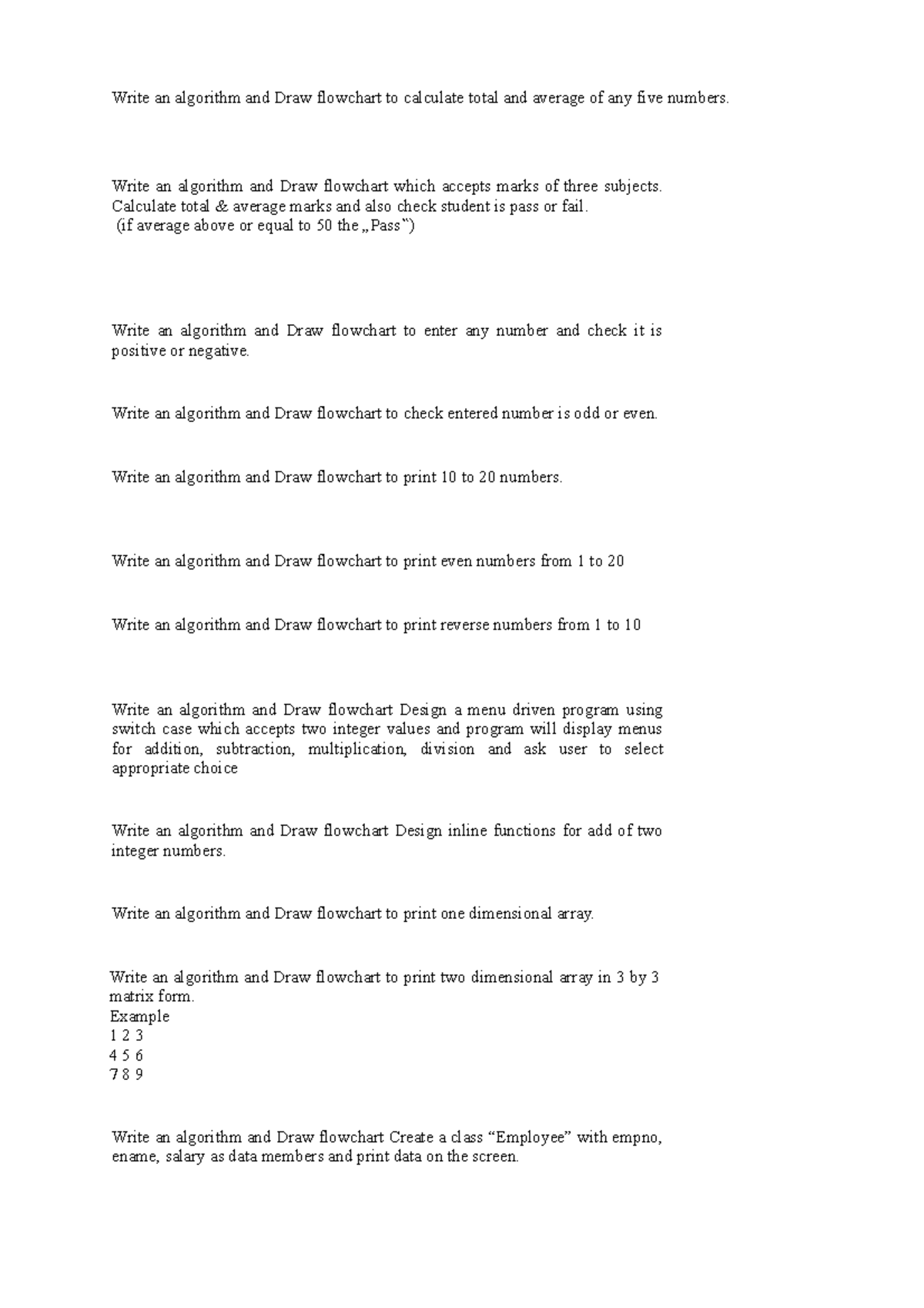 Practical Slip Paper-II - Write an algorithm and Draw flowchart to ...