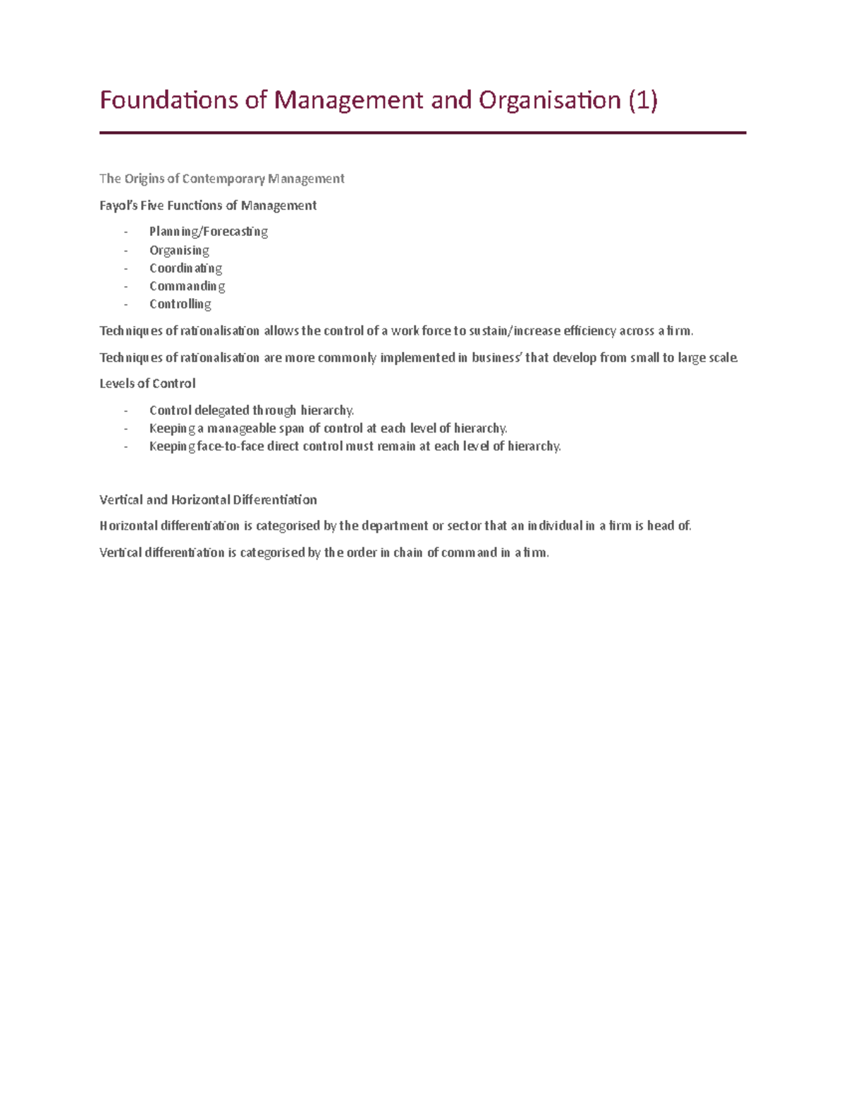 Foundations of Management and Organisation - Techniques of ...