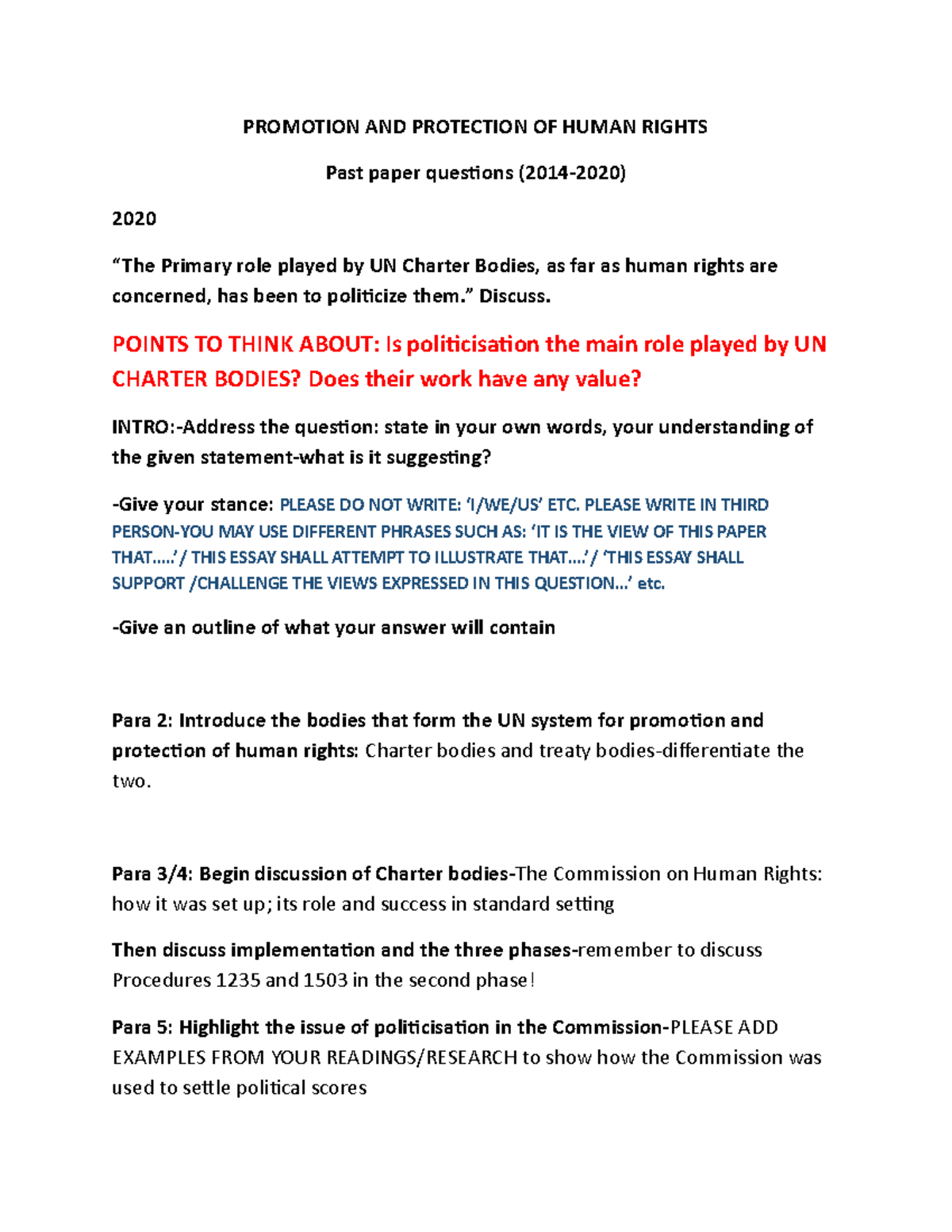 Promotion AND Protection OF Human Rights Past paper Qs-2021 - PROMOTION ...