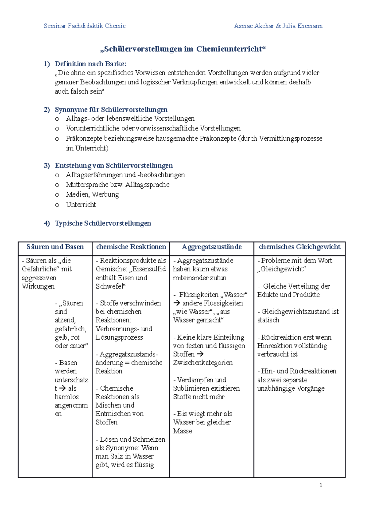 Handout zum Thema Schülervorstellungen - Seminar Fachdidaktik Chemie ...