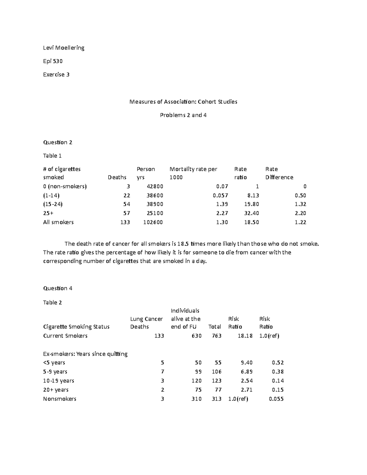 Lab 3 - Homework for lab 3. - Levi Moellering Epi 530 Exercise 3 ...