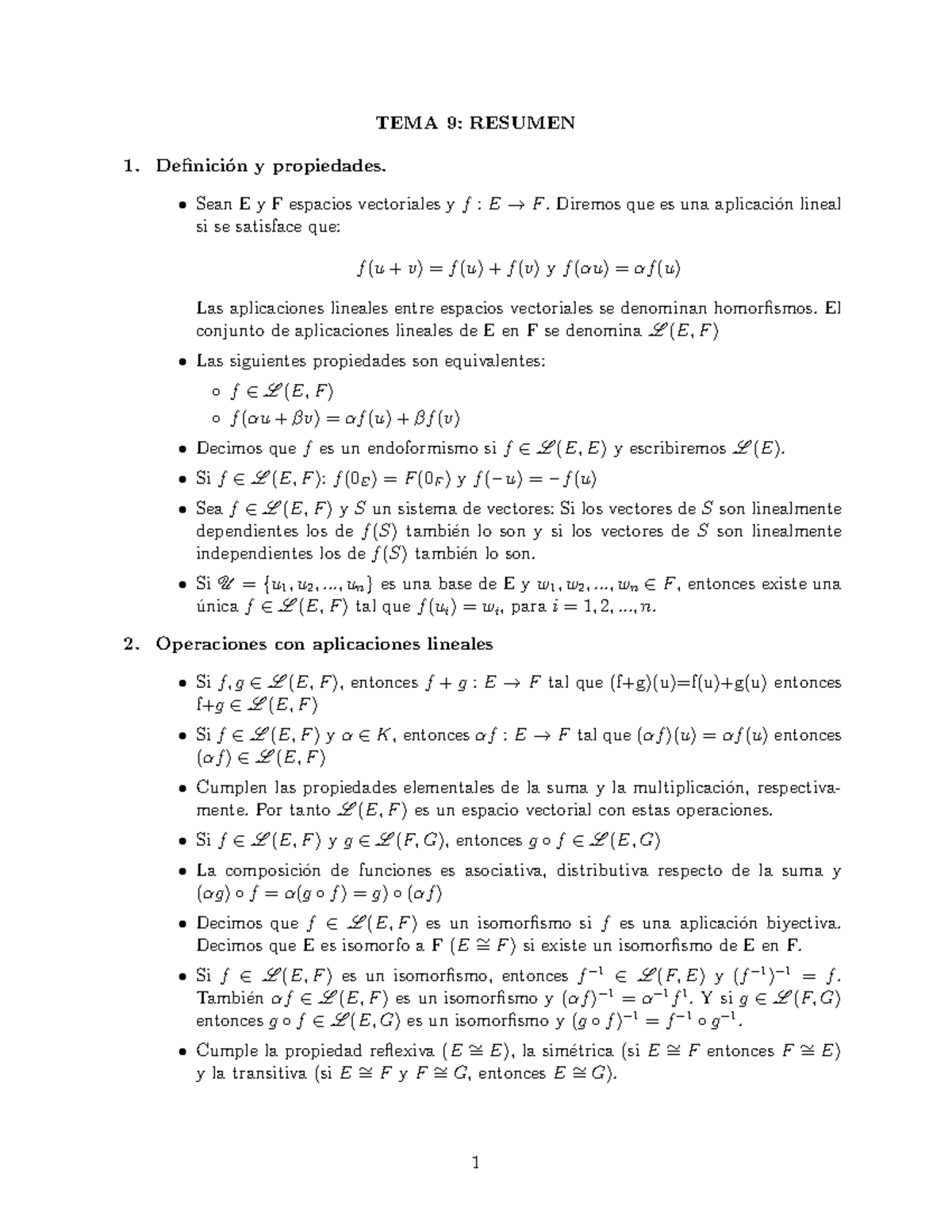 TEMA 9 - Son los resumenes del tema 79de algebra lienal I - TEMA 9 ...