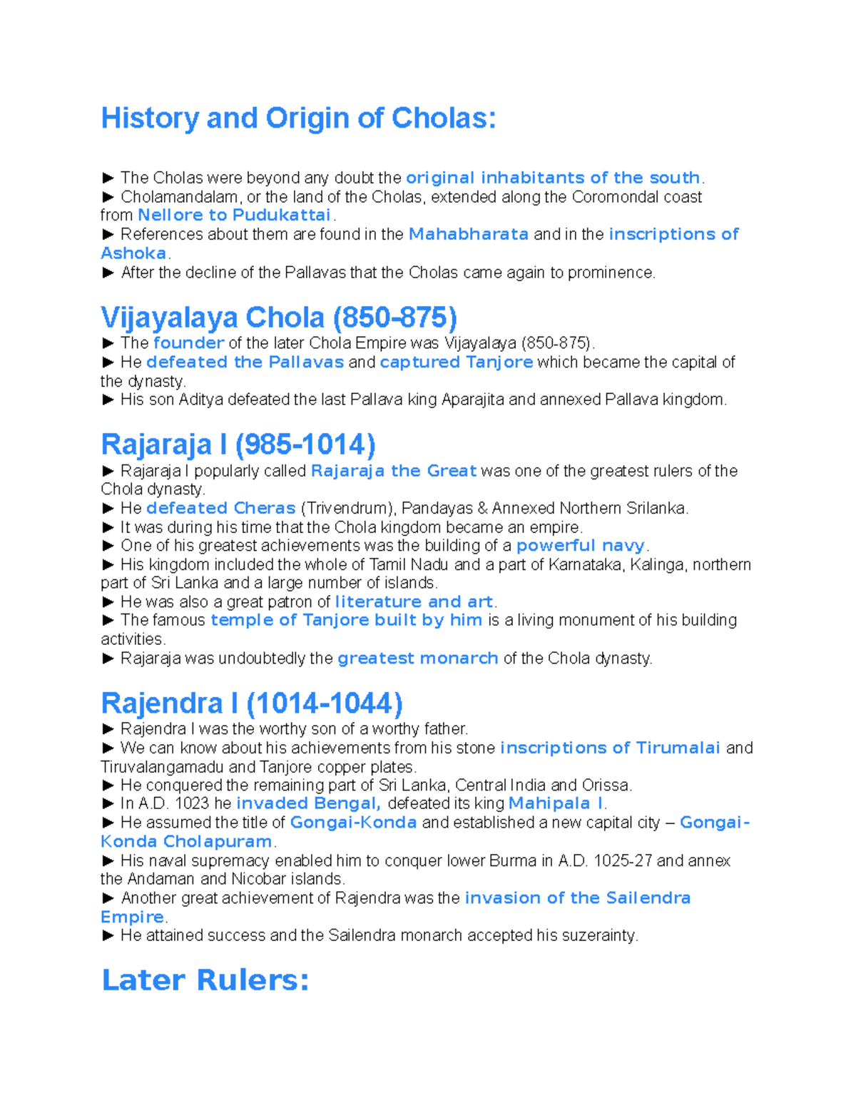 History and Origin of Cholas English medium - History and Origin of ...