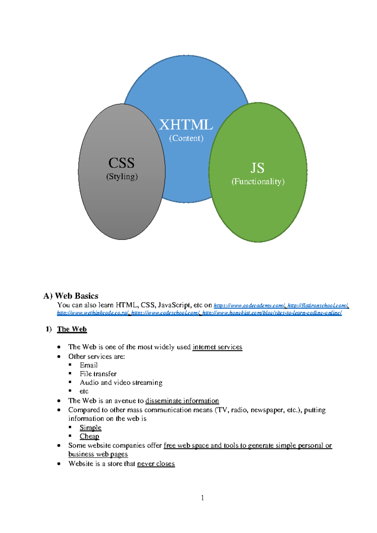 Web Basics n Designing Websites - A) Web Basics You can also learn HTML ...