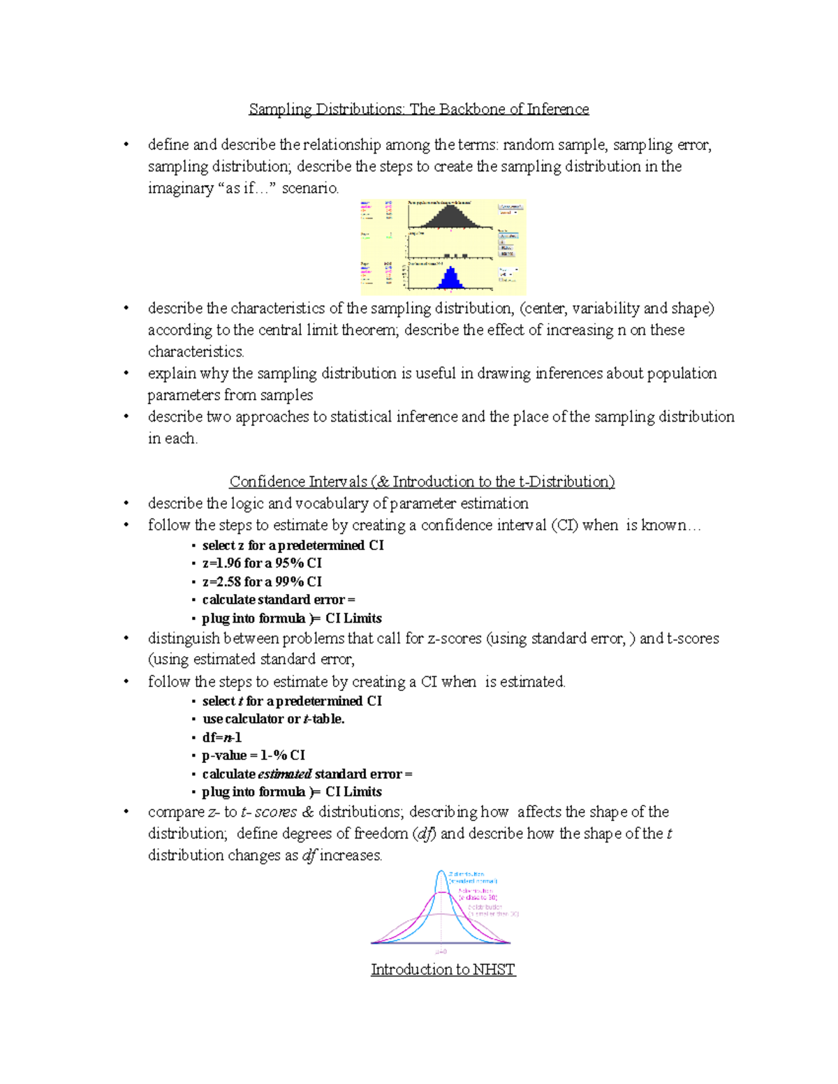 Study Guide For Inferential Statistics - Sampling Distributions: The ...