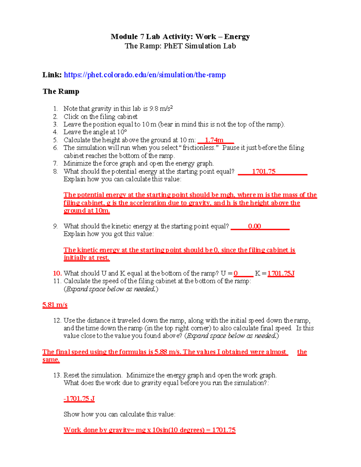 Spies PHY LAB 7 - Lab Notes/ Experiment data - Module 7 Lab Activity ...