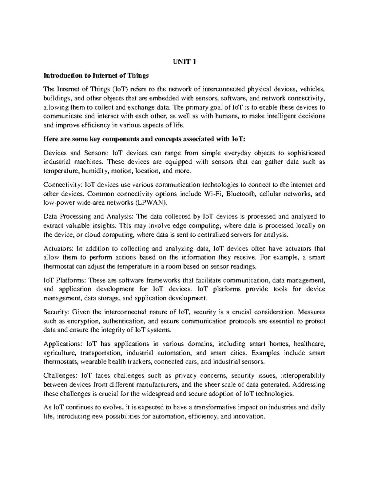 Unit 1 Iot Iot Unit 1 Unit 1 Introduction To Internet Of Things The Internet Of Things Iot