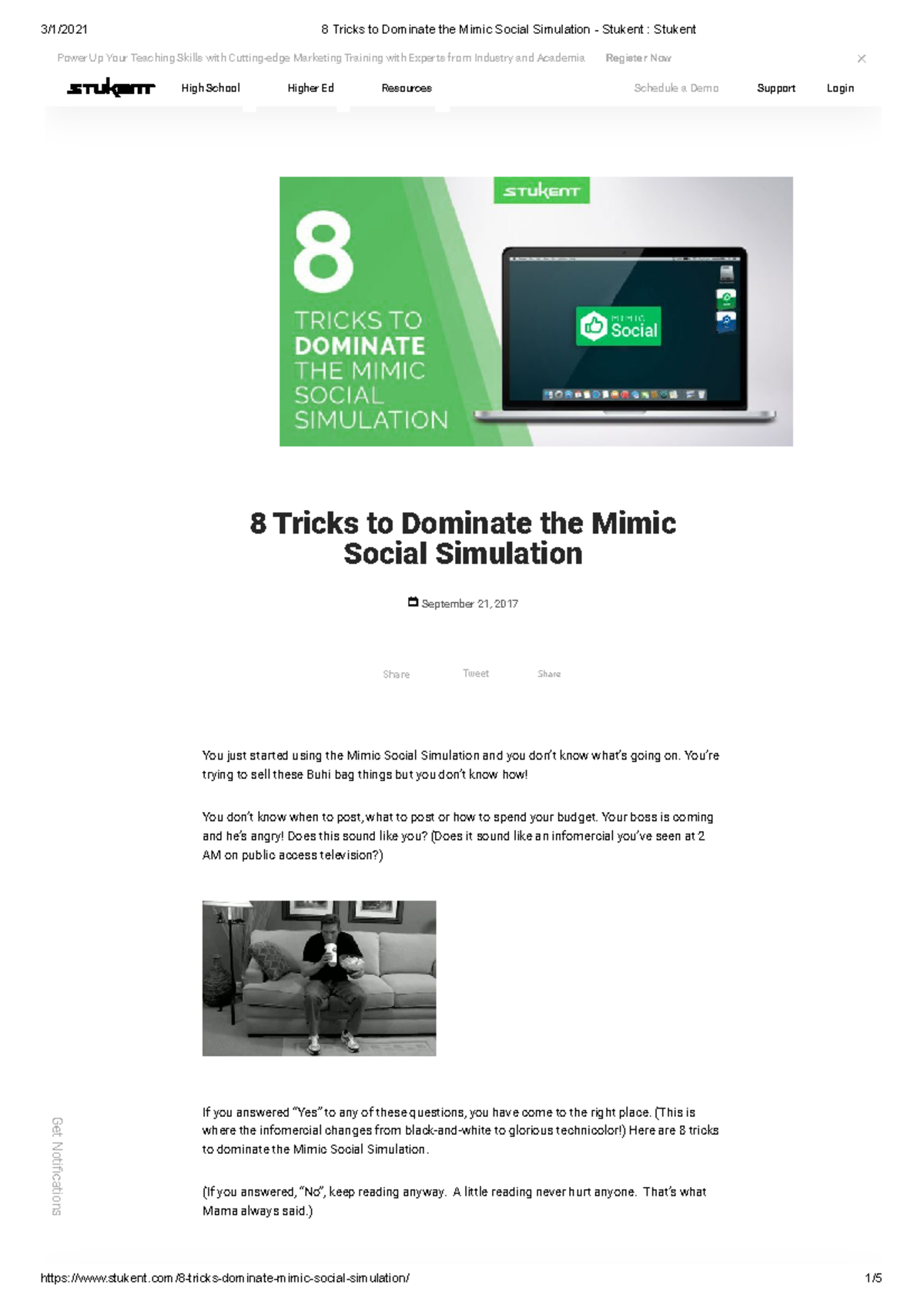 8 Tricks to Dominate the Mimic Social Simulation - Stukent Stukent - 8 Tricks to Dominate the ...
