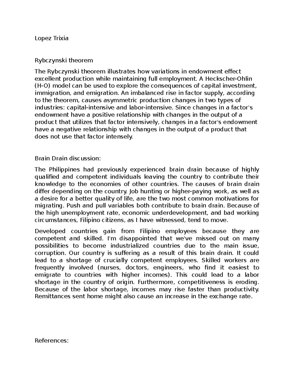 Reflection, International trade - Lopez Trixia Rybczynski theorem The ...