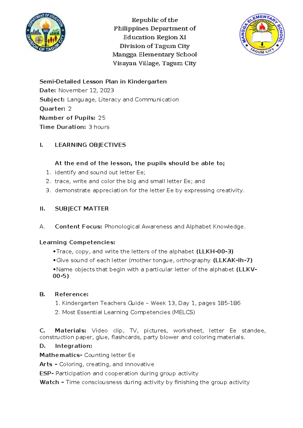 LP-final - Jwudjdnnsosks - Semi-Detailed Lesson Plan in Kindergarten ...