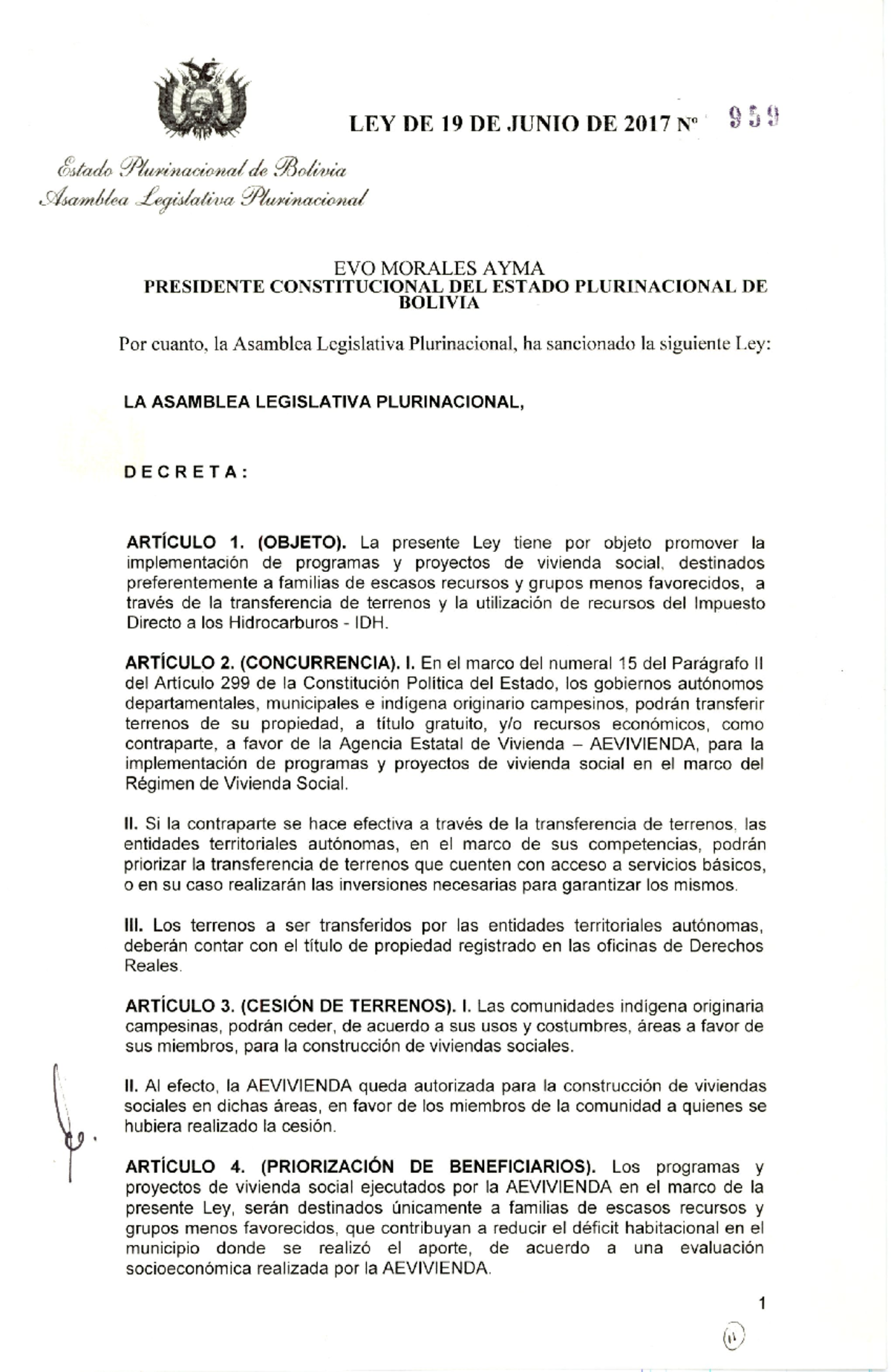 LEY 959-2017 - Apuntes materia derecho - LEY DE 19 DE JUNIO DE 2017 N ...