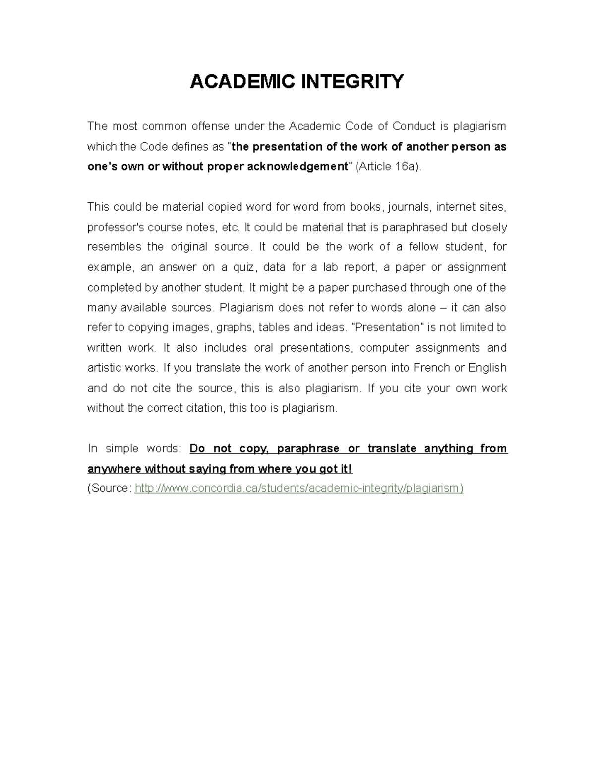 Academic integrity - PHILIPPE COLAS - ACADEMIC INTEGRITY The most ...